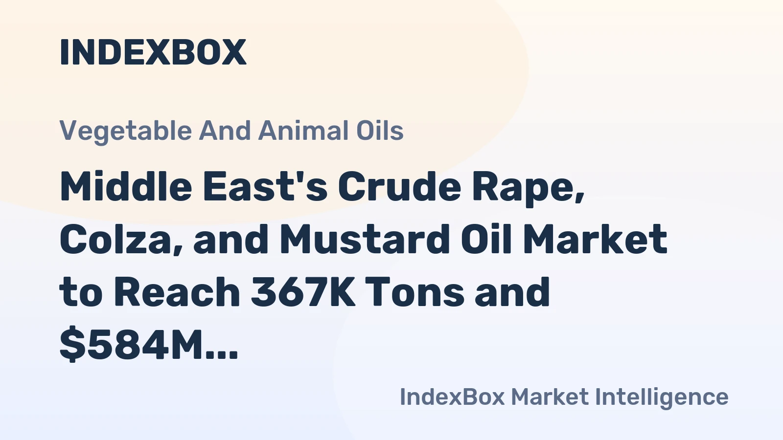 Middle East's Crude Rape, Colza, and Mustard Oil Market to Reach 367K Tons and $584M by 2035