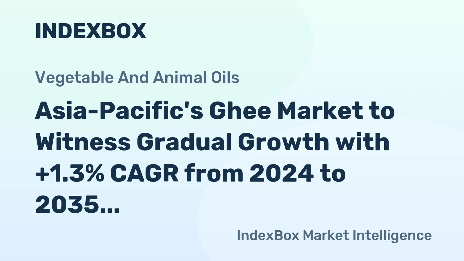 Asia-Pacific's Ghee Market to Witness Gradual Growth with +1.3% CAGR from 2024 to 2035