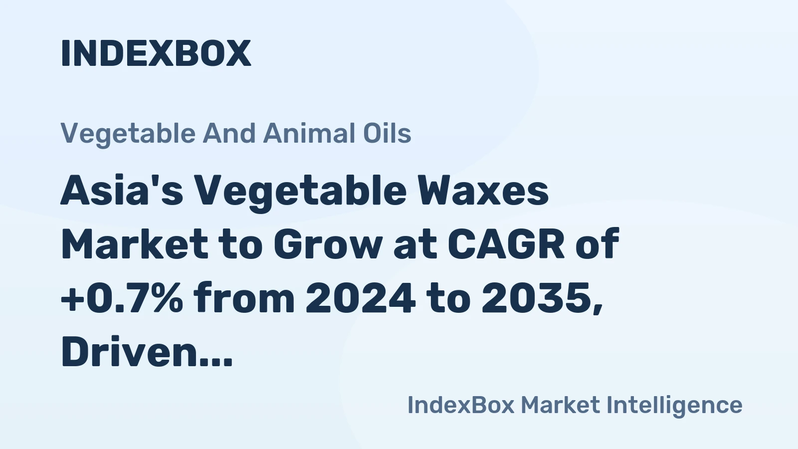 Asia's Vegetable Waxes Market to Grow at CAGR of +0.7% from 2024 to 2035, Driven by Increasing Demand