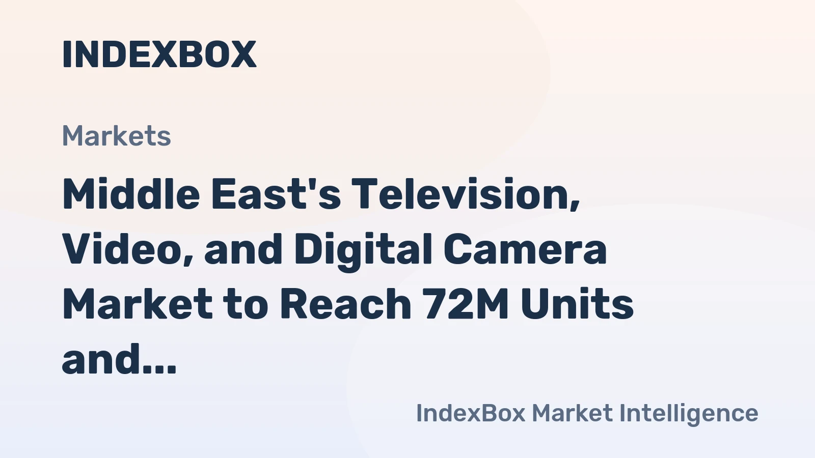 Middle East's Television, Video, and Digital Camera Market to Reach 72M Units and $3.6B by 2035