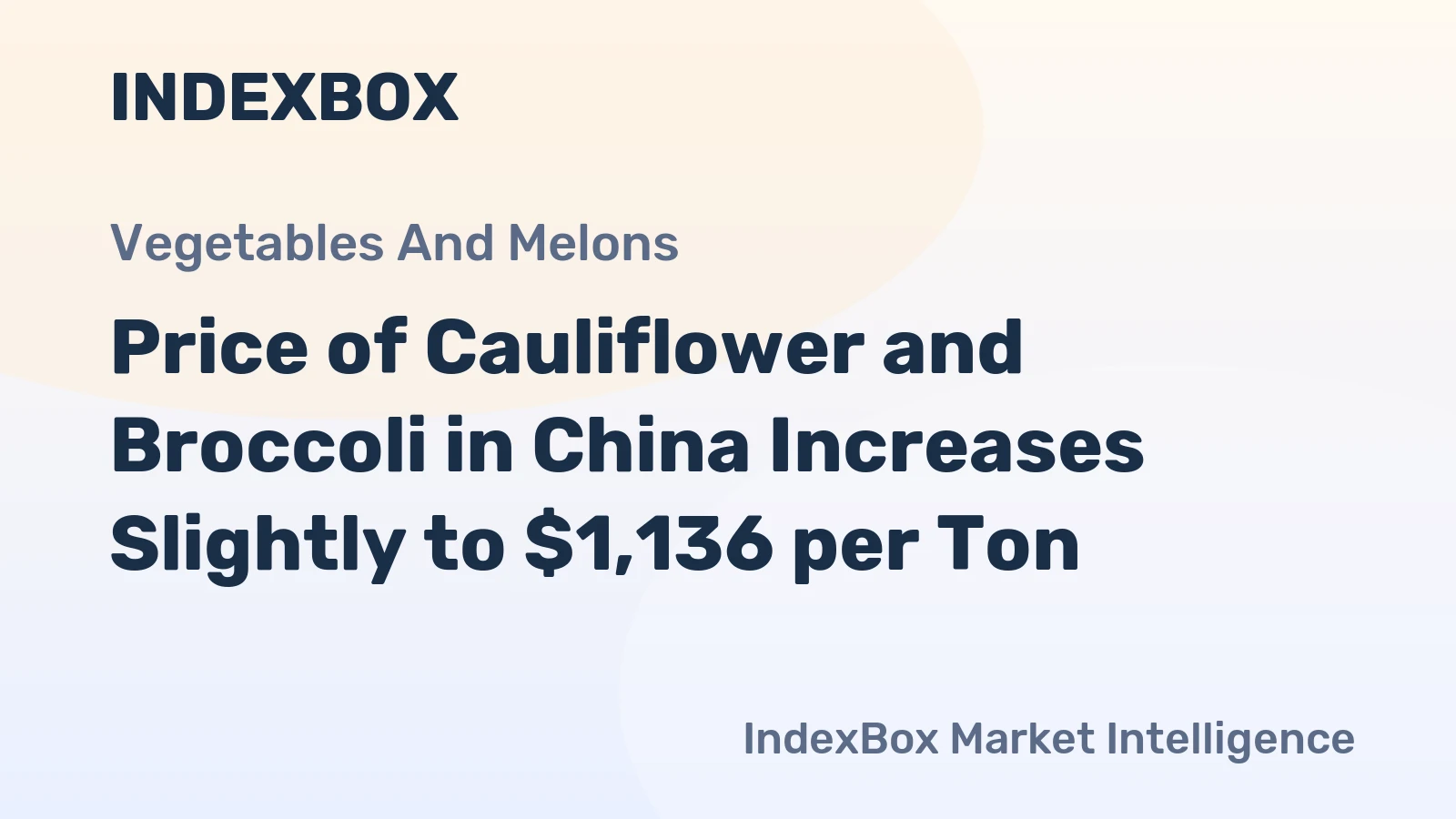 Price of Cauliflower and Broccoli in China Increases Slightly to $1,136 per Ton