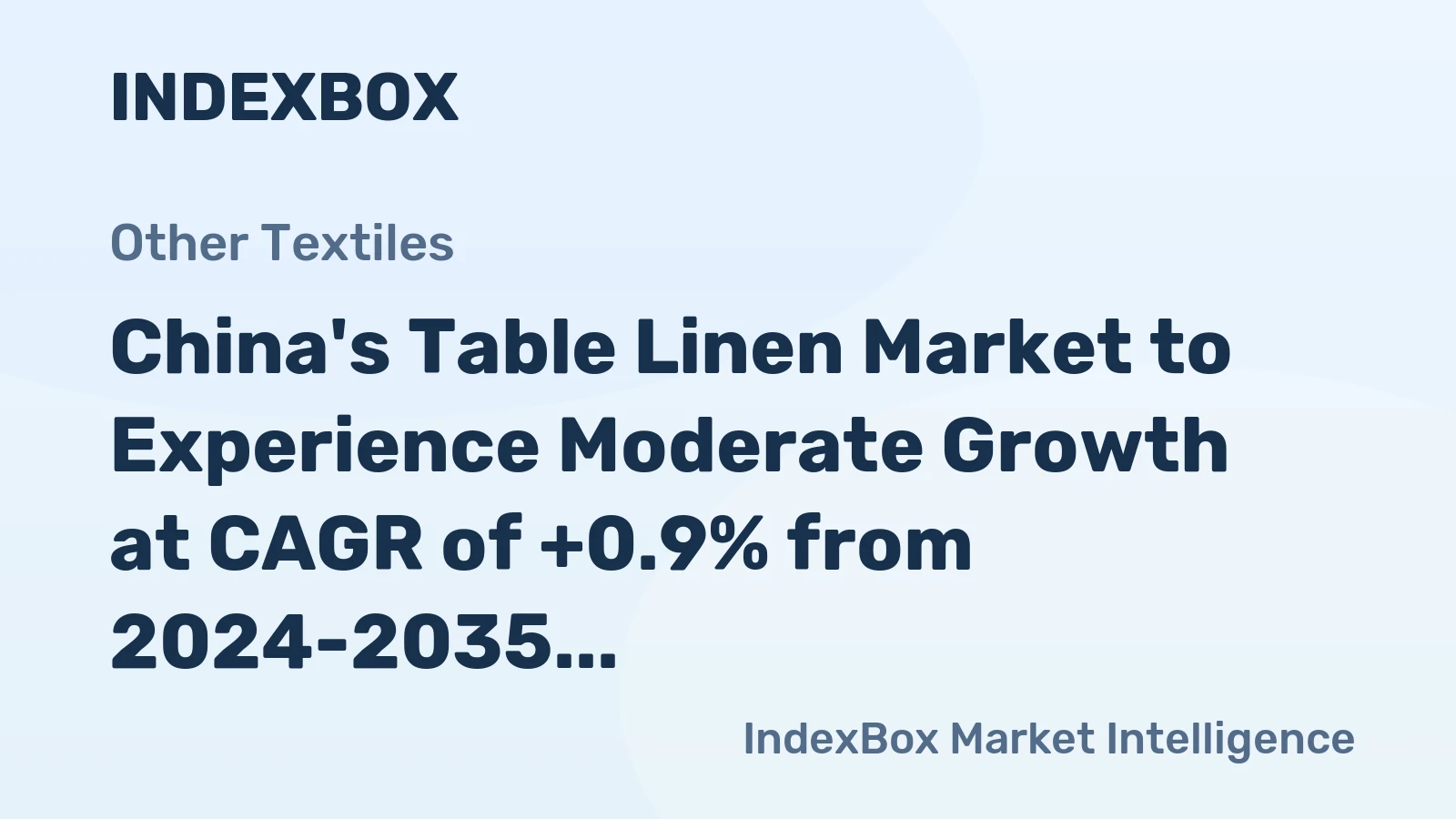 China's Table Linen Market to Experience Moderate Growth at CAGR of +0.9% from 2024-2035