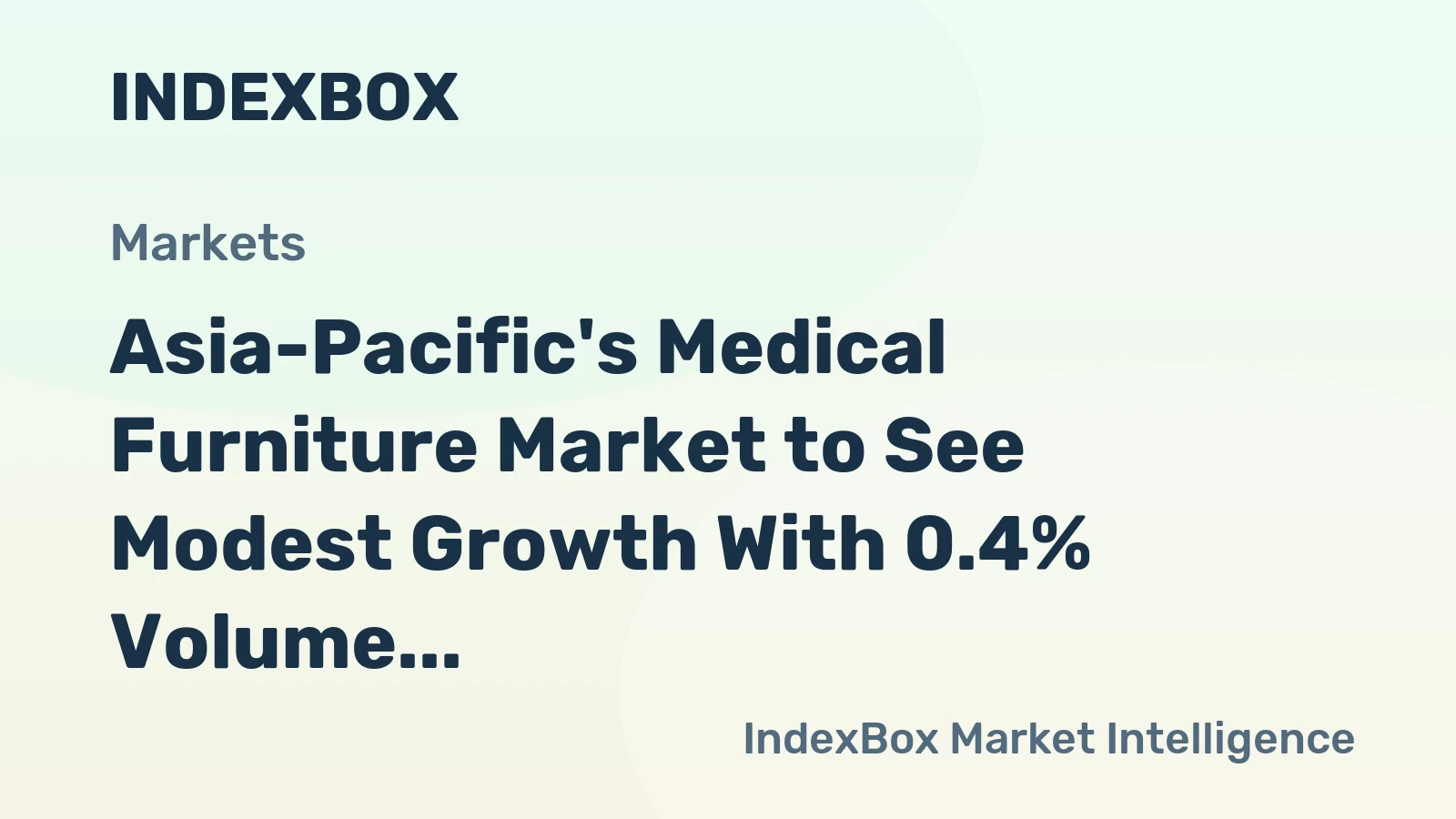 Asia-Pacific's Medical Furniture Market to See Modest Growth With 0.4% Volume CAGR Through 2035