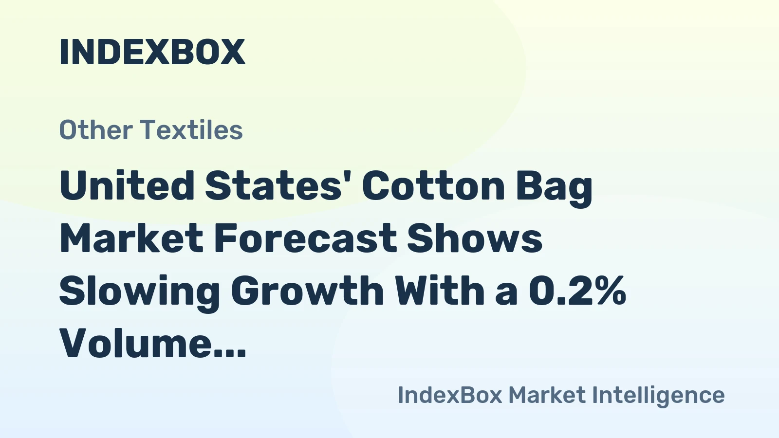 United States' Cotton Bag Market Forecast Shows Slowing Growth With a 0.2% Volume CAGR