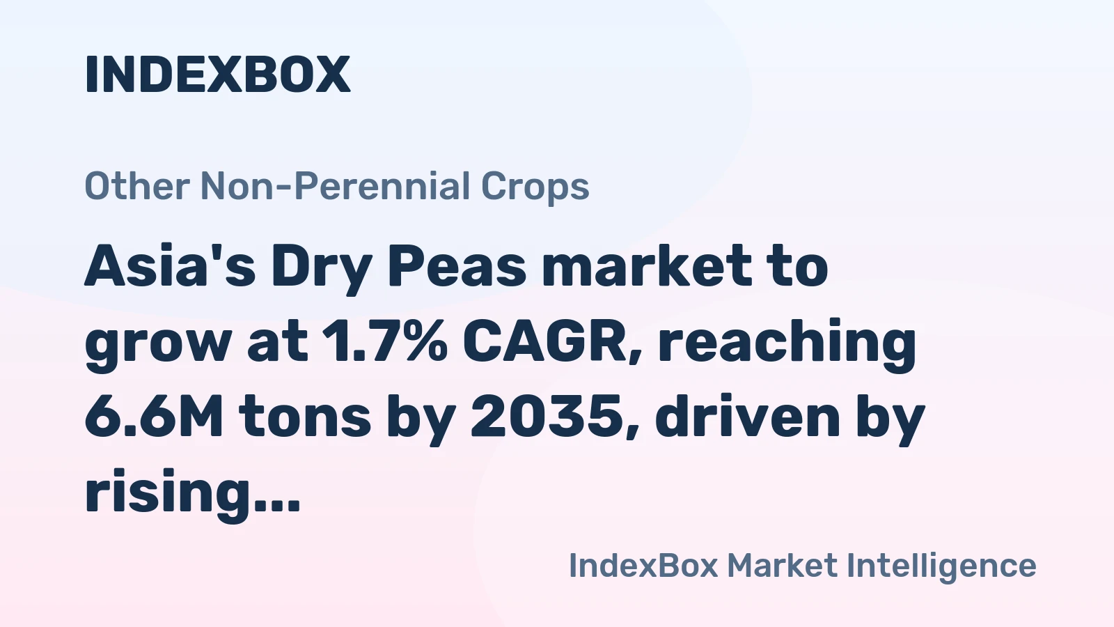 Asia's Dry Peas market to grow at 1.7% CAGR, reaching 6.6M tons by 2035, driven by rising regional demand.