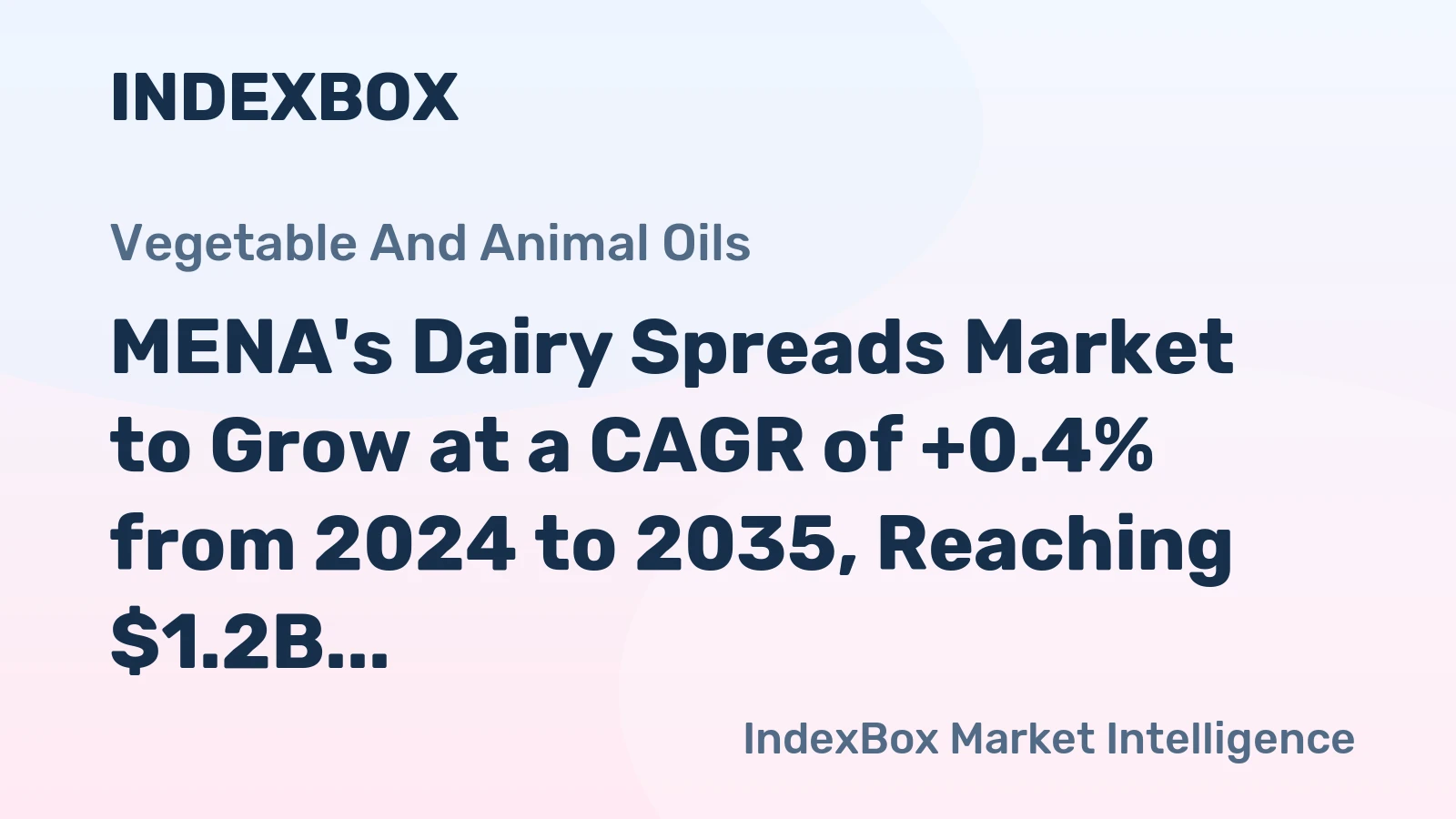 MENA's Dairy Spreads Market to Grow at a CAGR of +0.4% from 2024 to 2035, Reaching $1.2B by the End of 2035