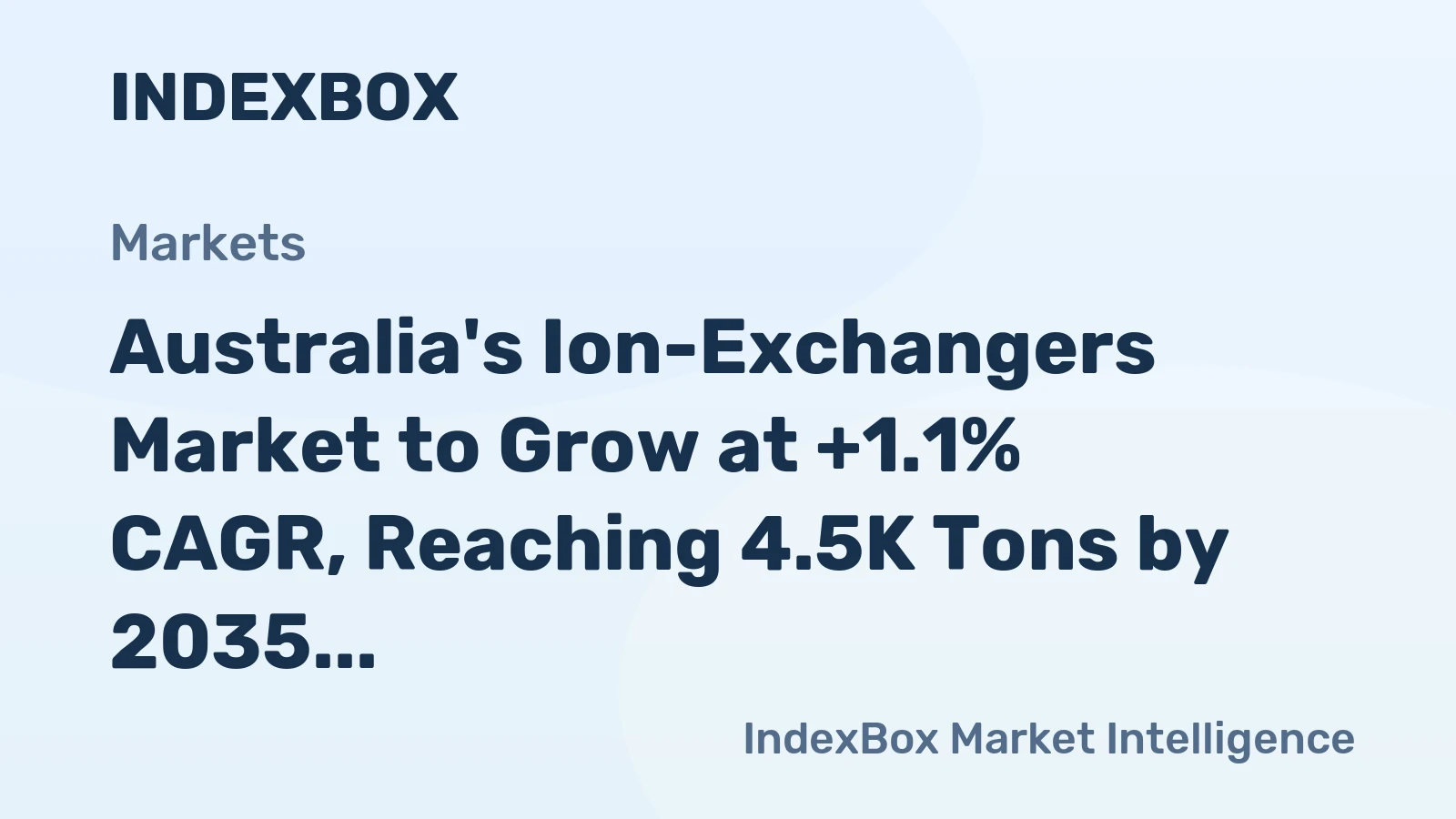 Australia's Ion-Exchangers Market to Grow at +1.1% CAGR, Reaching 4.5K Tons by 2035