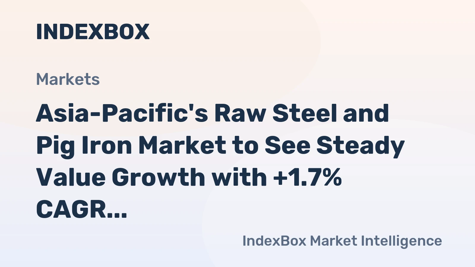 Asia-Pacific's Raw Steel and Pig Iron Market to See Steady Value Growth with +1.7% CAGR Through 2035