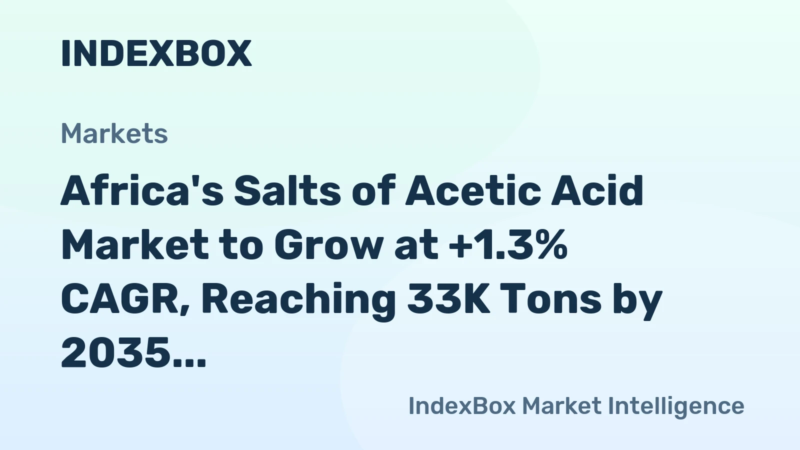 Africa's Salts of Acetic Acid Market to Grow at +1.3% CAGR, Reaching 33K Tons by 2035
