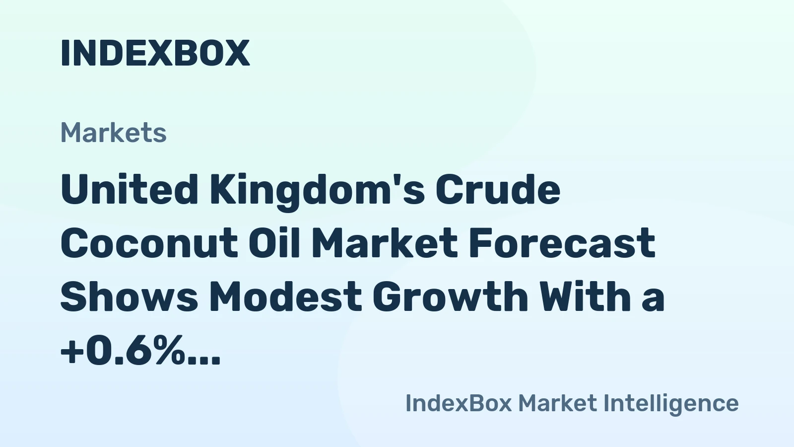 United Kingdom's Crude Coconut Oil Market Forecast Shows Modest Growth With a +0.6% CAGR