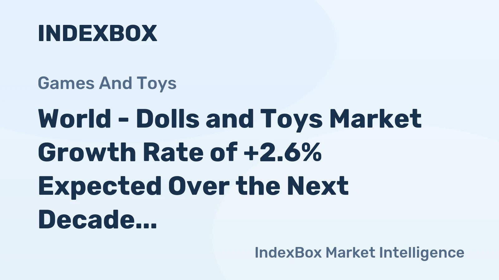World - Dolls and Toys Market Growth Rate of +2.6% Expected Over the Next Decade