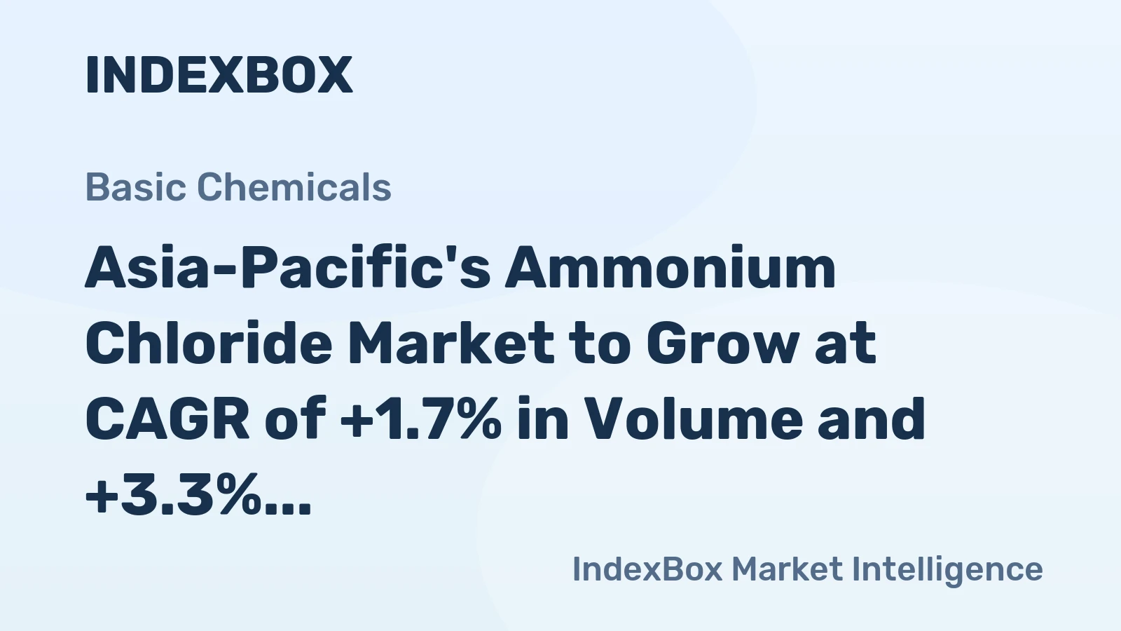 Asia-Pacific's Ammonium Chloride Market to Grow at CAGR of +1.7% in Volume and +3.3% in Value from 2024 to 2035
