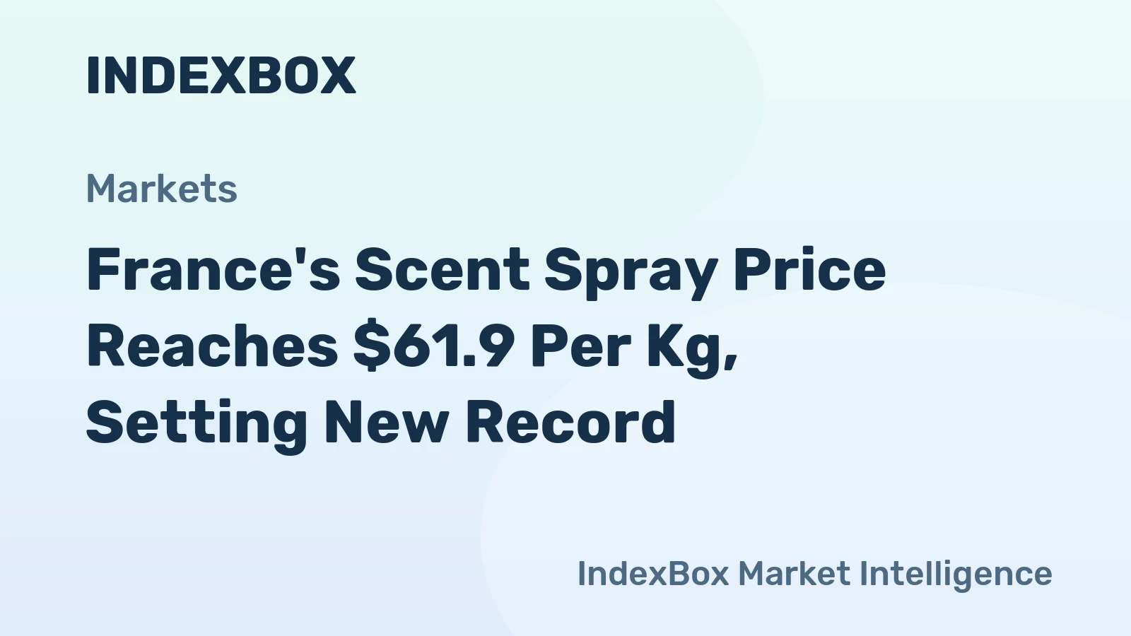 France's Scent Spray Price Reaches $61.9 Per Kg, Setting New Record