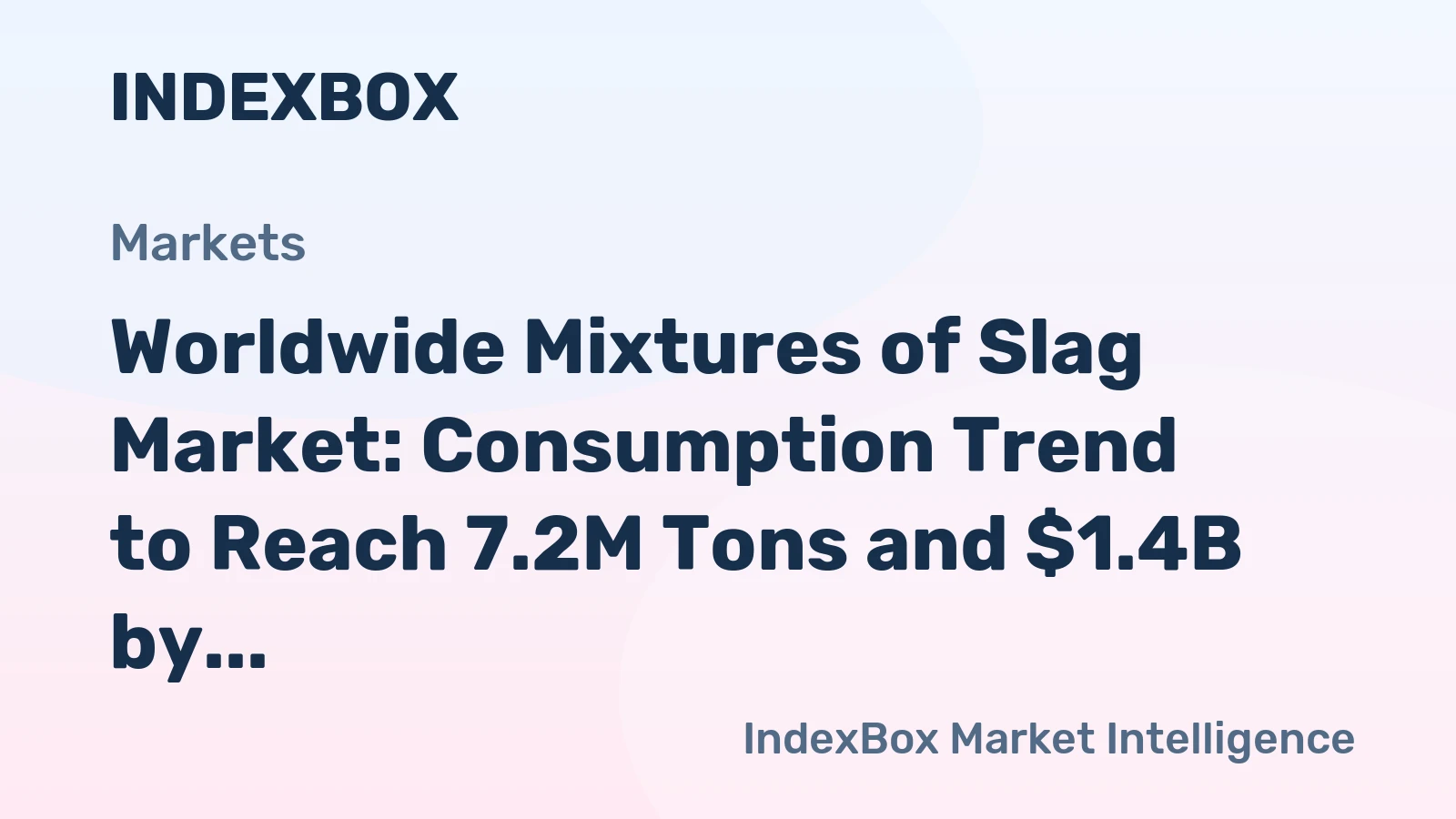 Worldwide Mixtures of Slag Market: Consumption Trend to Reach 7.2M Tons and $1.4B by 2035