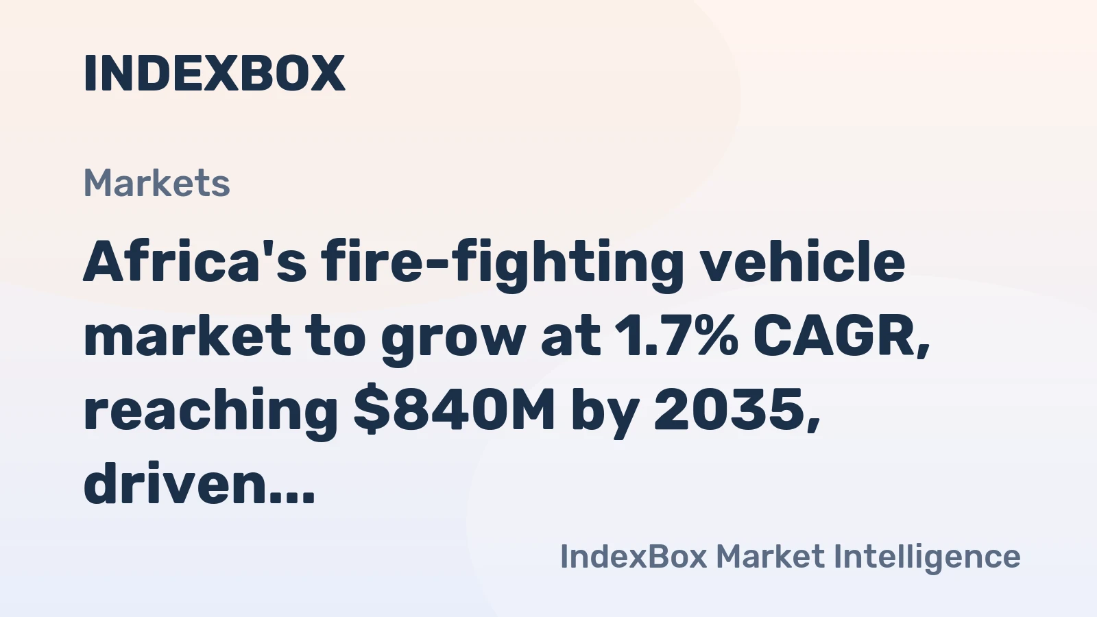 Africa's fire-fighting vehicle market to grow at 1.7% CAGR, reaching $840M by 2035, driven by sustained demand.