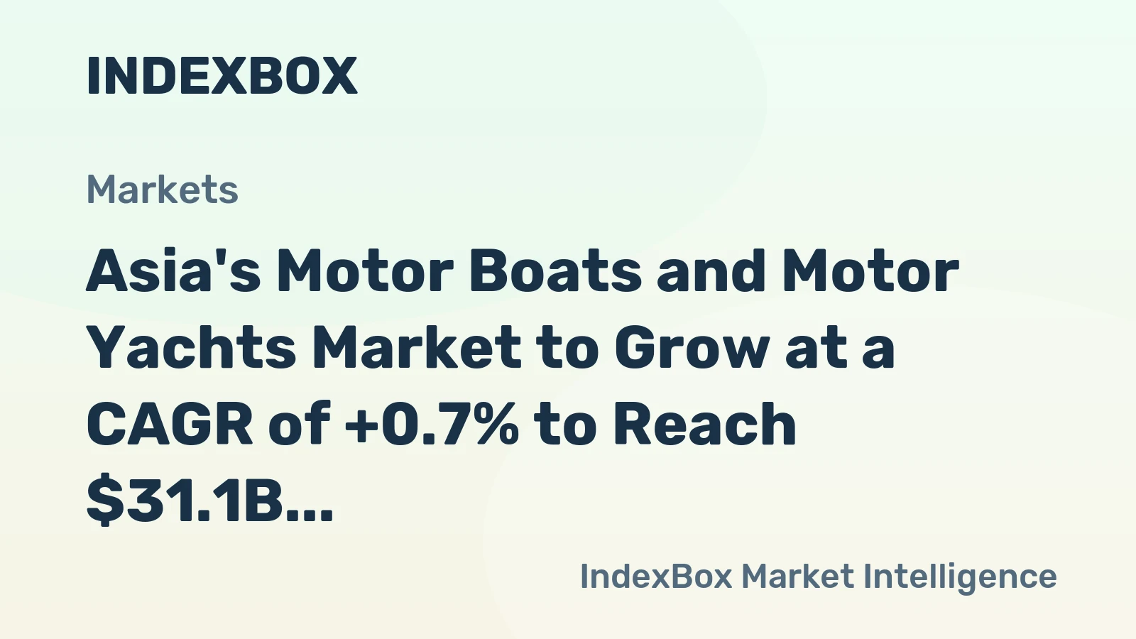 Asia's Motor Boats and Motor Yachts Market to Grow at a CAGR of +0.7% to Reach $31.1B by 2035