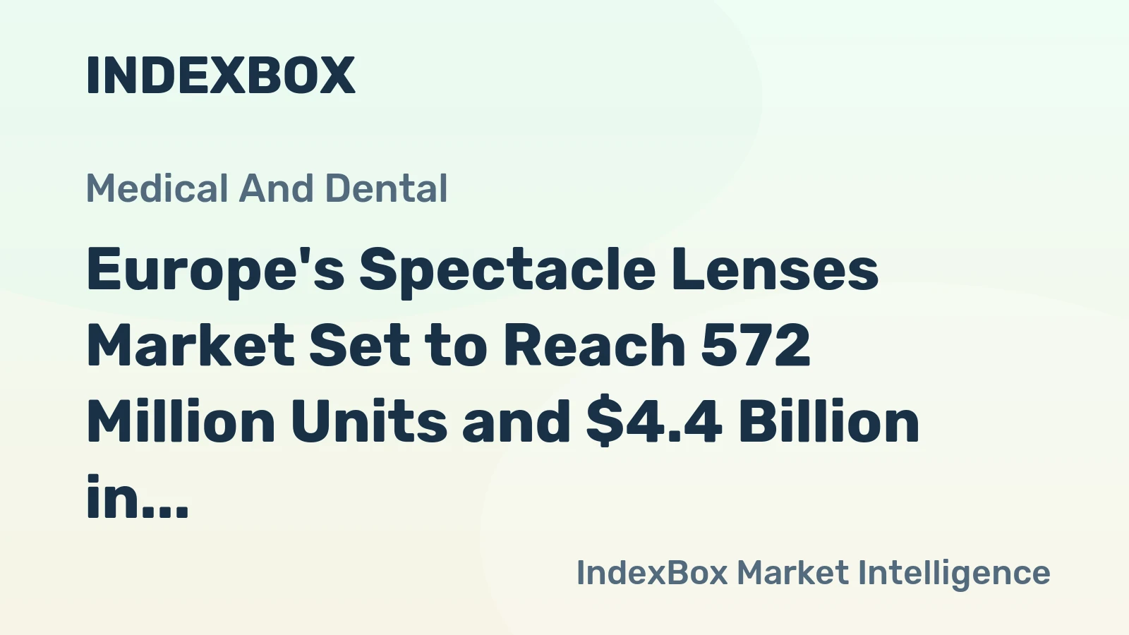 Europe's Spectacle Lenses Market Set to Reach 572 Million Units and $4.4 Billion in Value