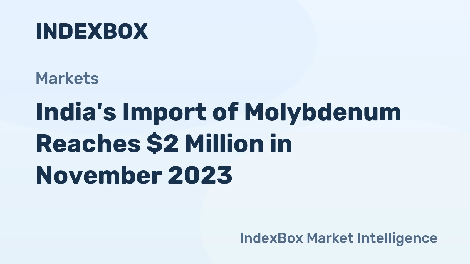India's Import of Molybdenum Reaches $2 Million in November 2023