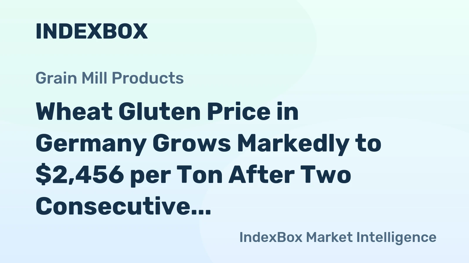 Wheat Gluten Price in Germany Grows Markedly to $2,456 per Ton After Two Consecutive Months of Growth