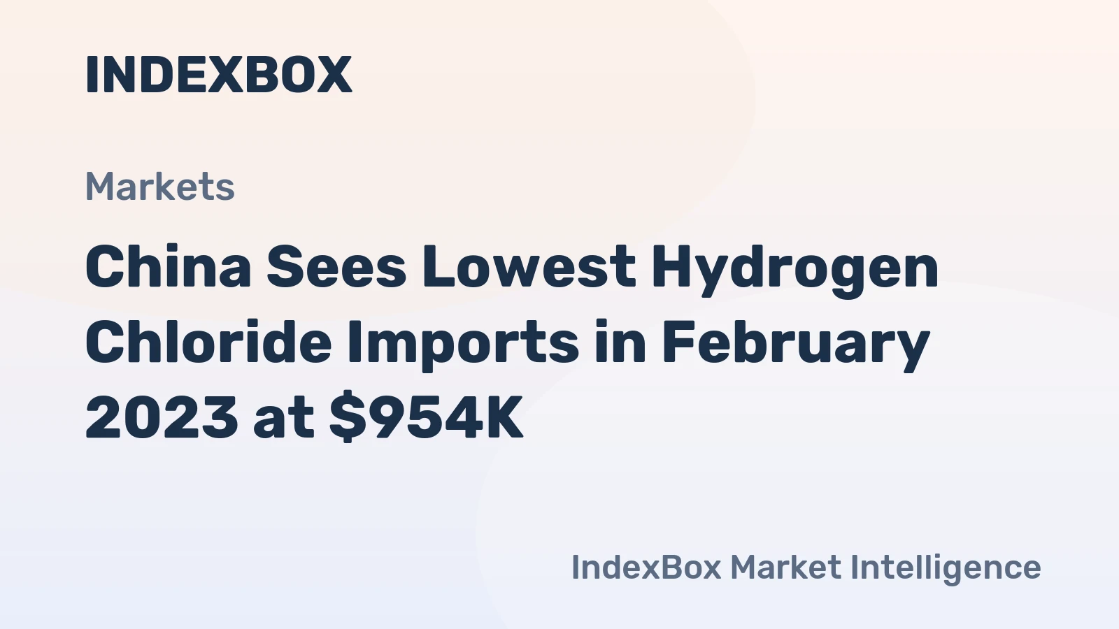 China Sees Lowest Hydrogen Chloride Imports in February 2023 at $954K