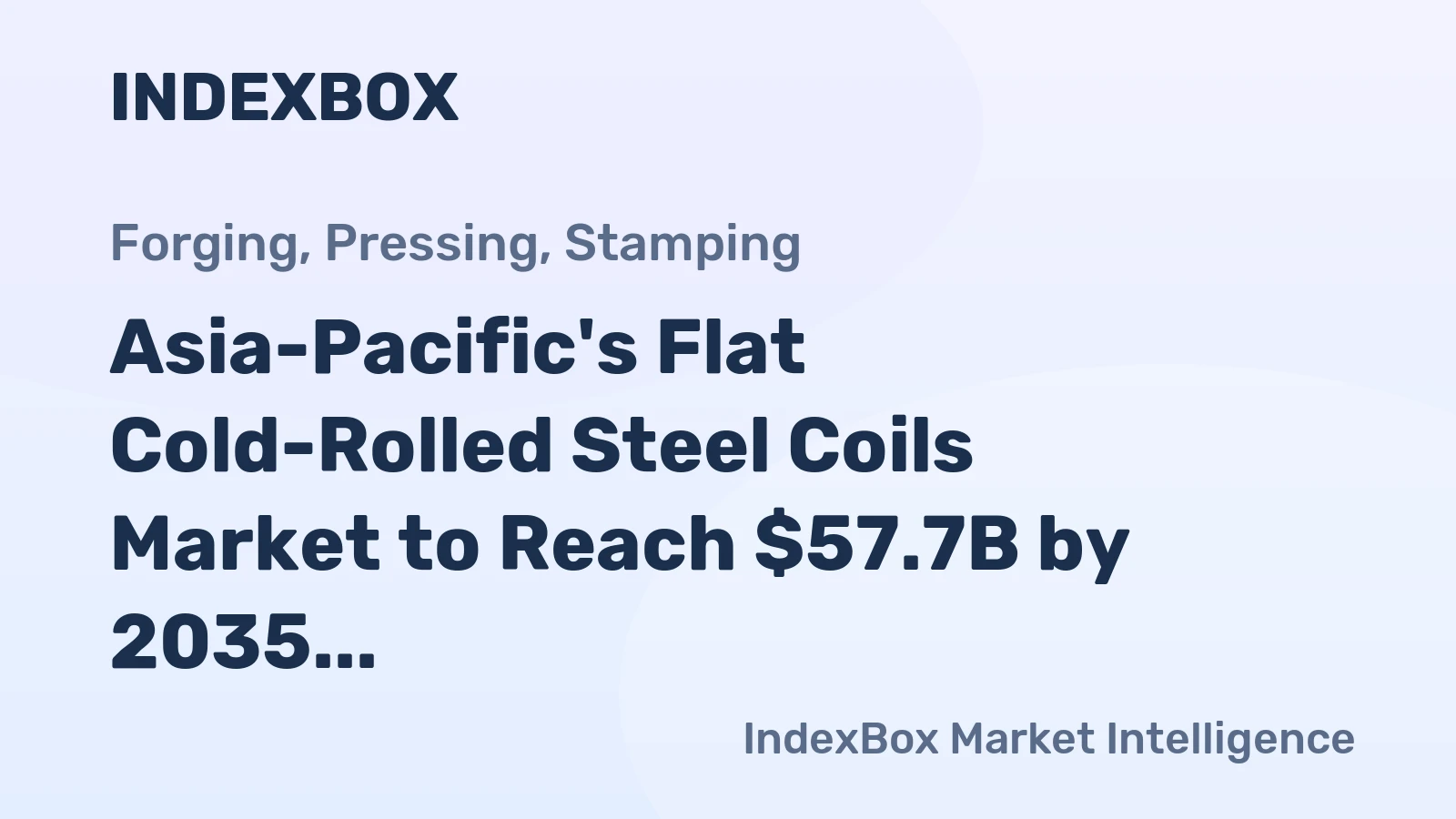 Asia-Pacific's Flat Cold-Rolled Steel Coils Market to Reach $57.7B by 2035 on a +2.6% Value CAGR