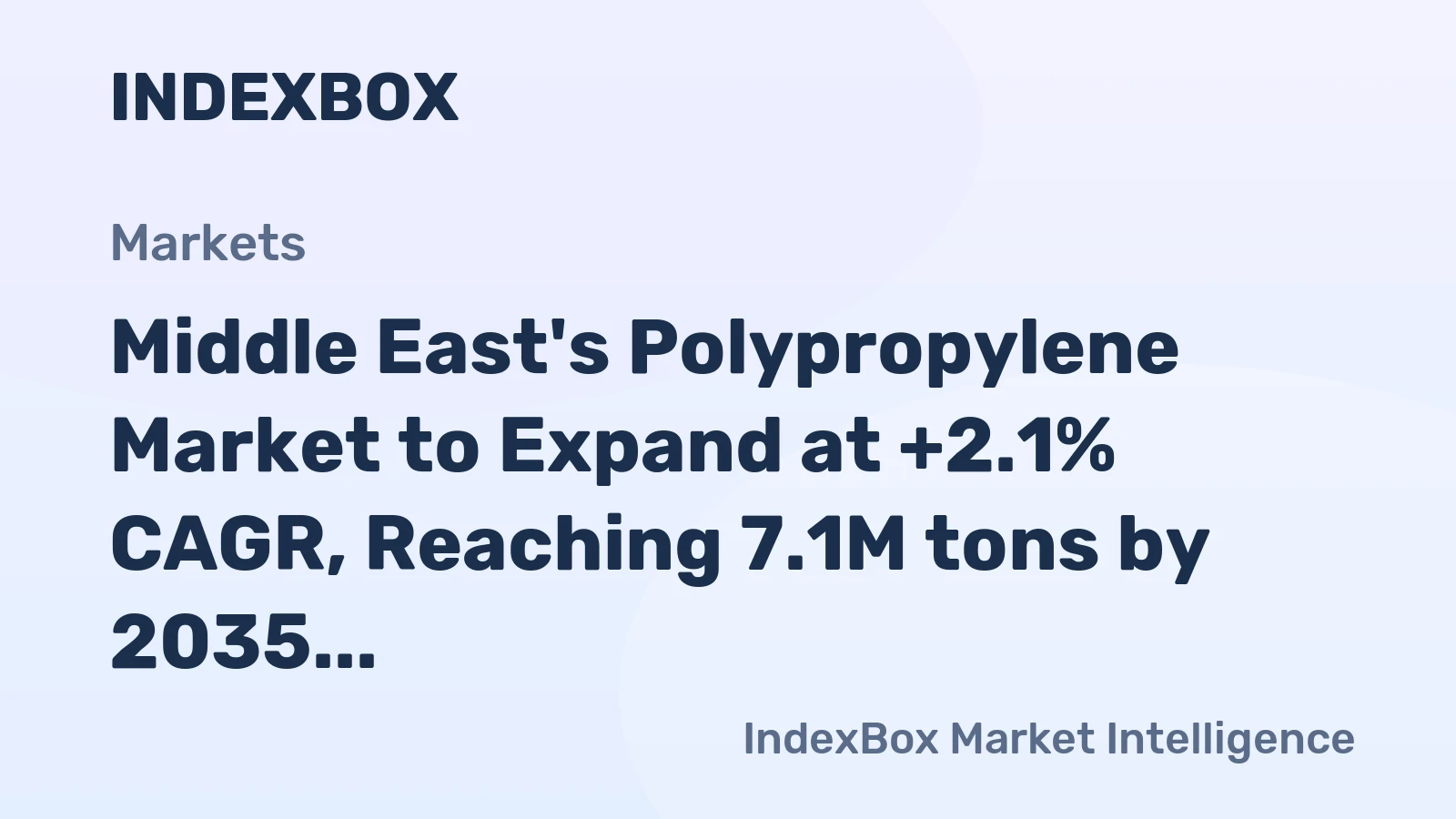 Middle East's Polypropylene Market to Expand at +2.1% CAGR, Reaching 7.1M tons by 2035