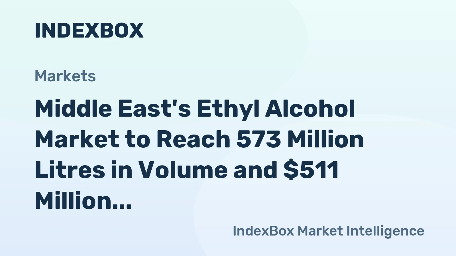 Middle East's Ethyl Alcohol Market to Reach 573 Million Litres in Volume and $511 Million in Value by 2035