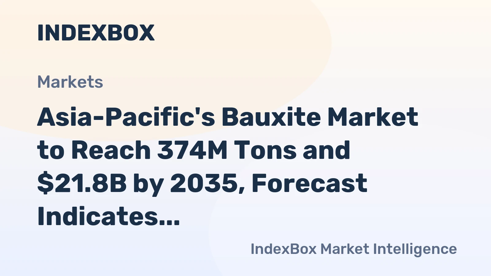 Asia-Pacific's Bauxite Market to Reach 374M Tons and $21.8B by 2035, Forecast Indicates Deceleration in Growth