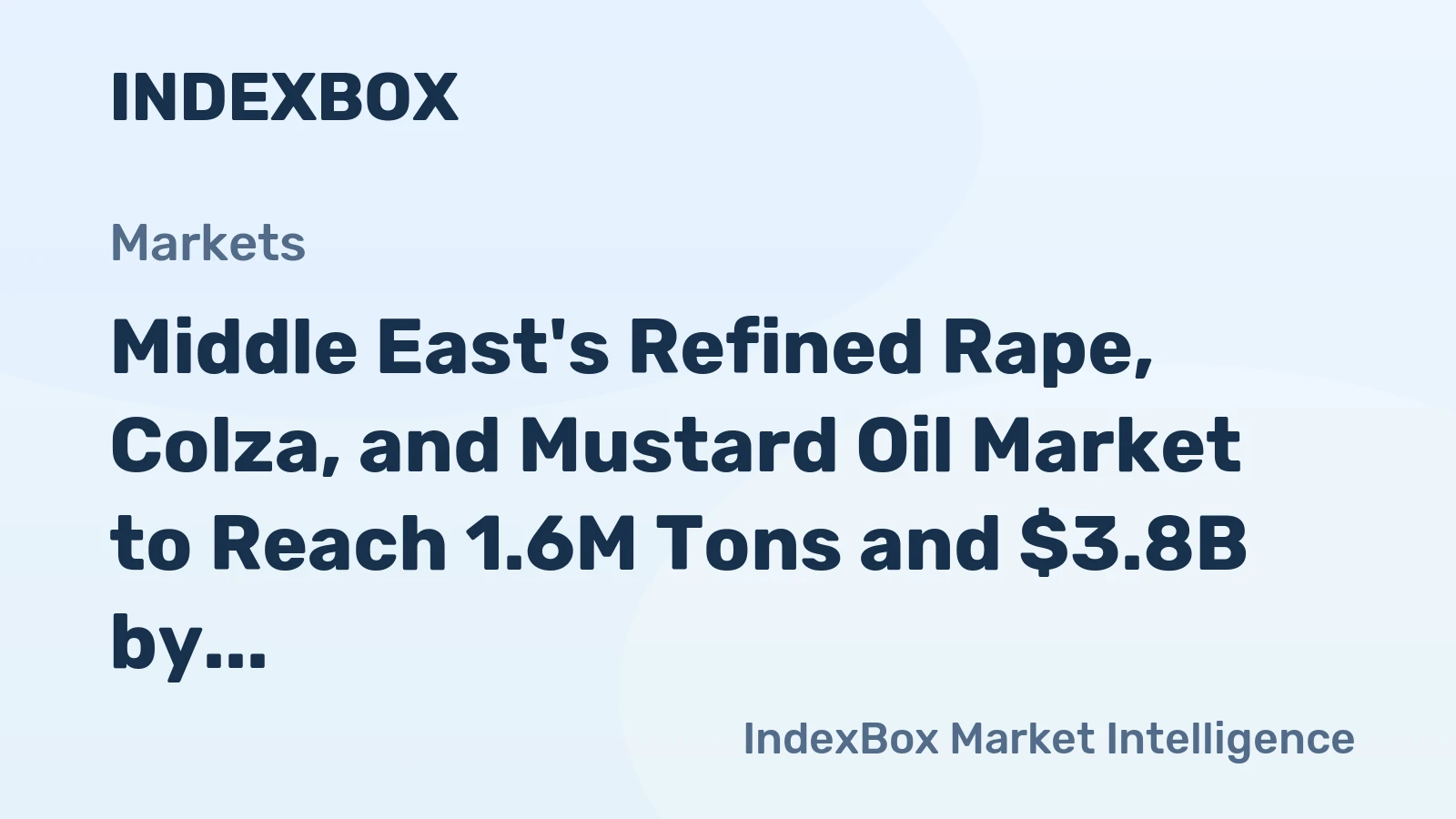 Middle East's Refined Rape, Colza, and Mustard Oil Market to Reach 1.6M Tons and $3.8B by 2035