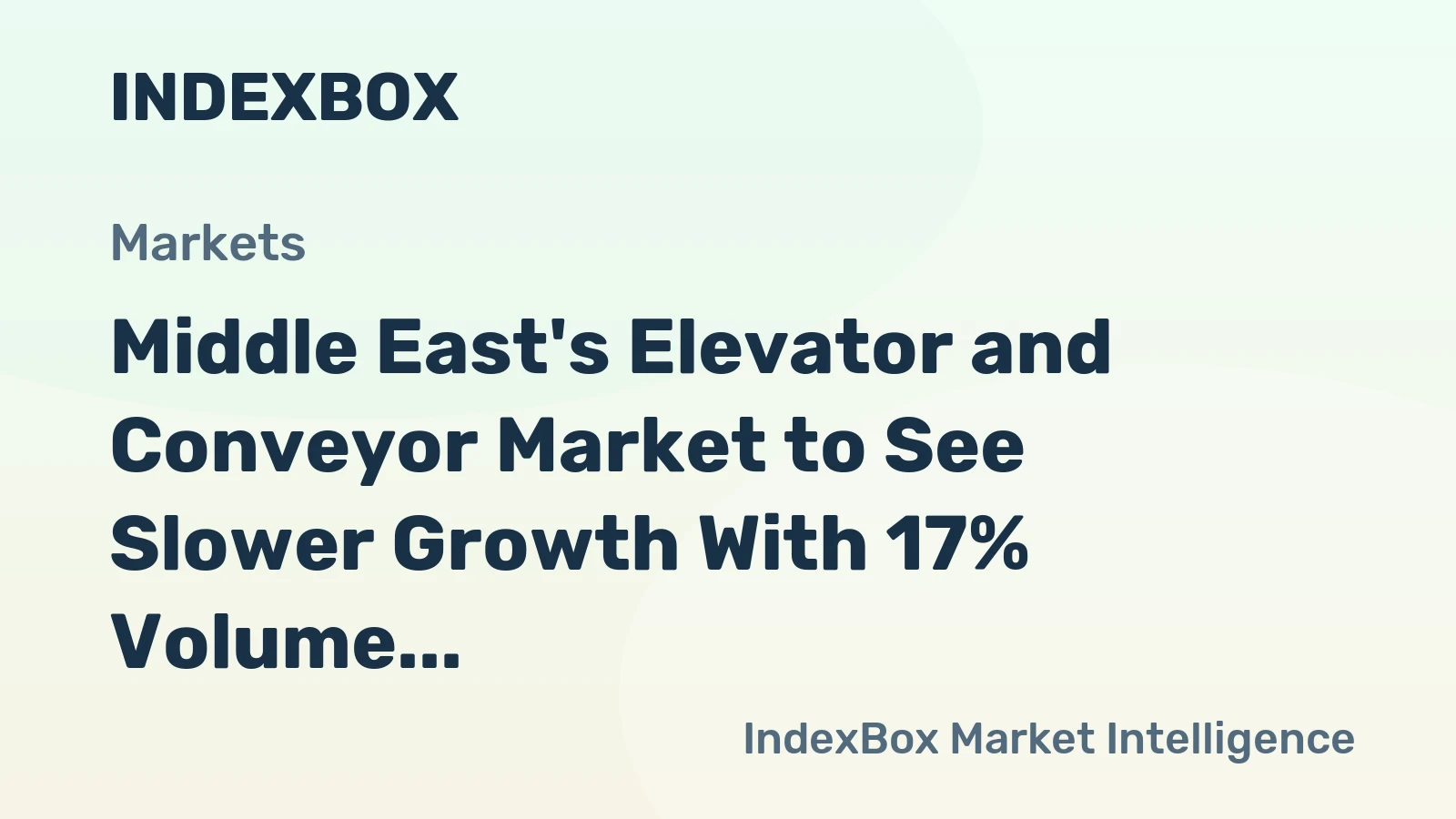 Middle East's Elevator and Conveyor Market to See Slower Growth With 17% Volume CAGR Through 2035