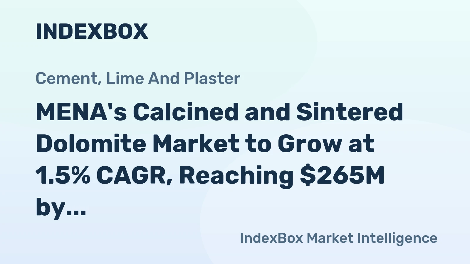 MENA's Calcined and Sintered Dolomite Market to Grow at 1.5% CAGR, Reaching $265M by 2035