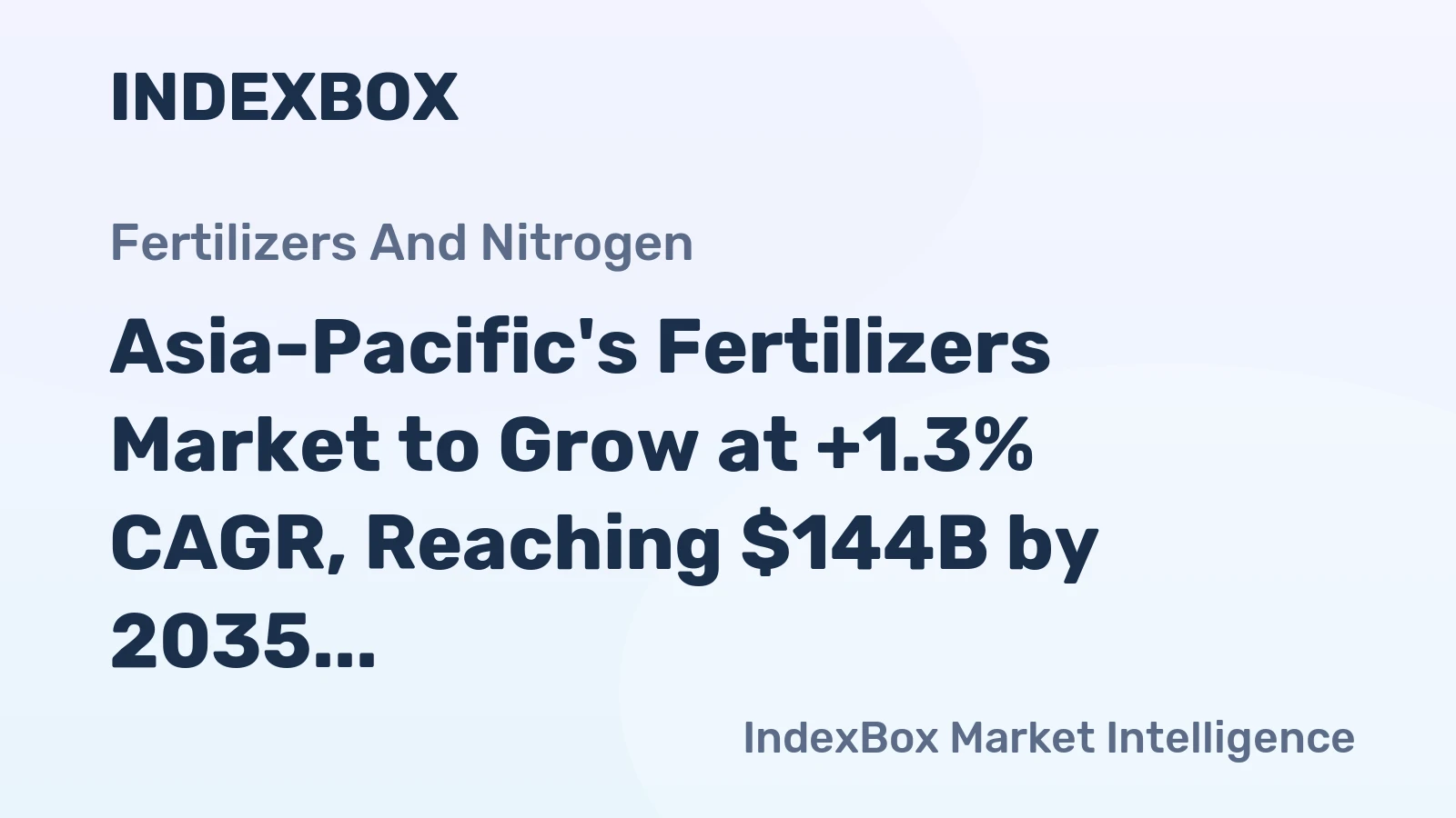 Asia-Pacific's Fertilizers Market to Grow at +1.3% CAGR, Reaching $144B by 2035