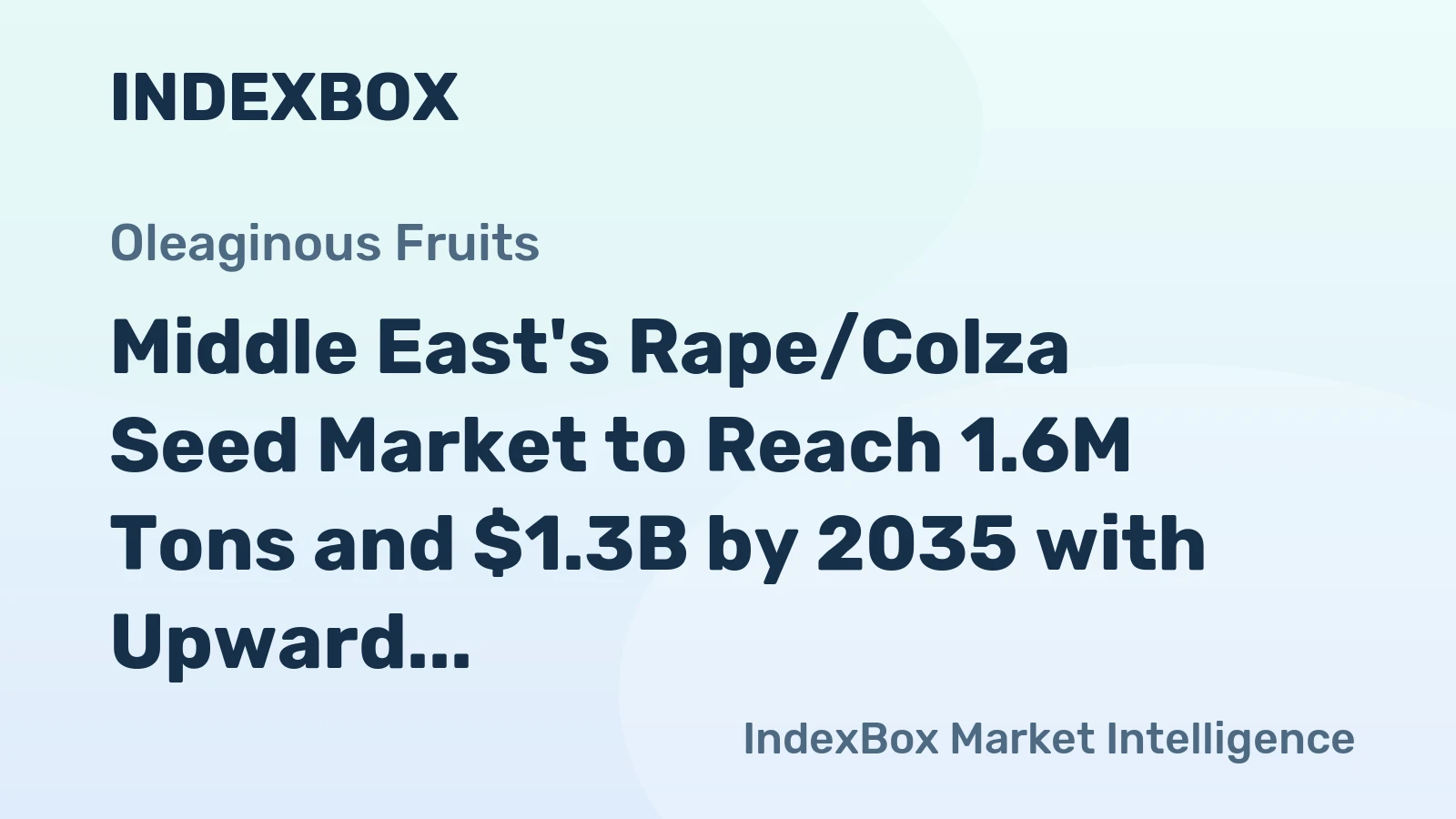 Middle East's Rape/Colza Seed Market to Reach 1.6M Tons and $1.3B by 2035 with Upward Consumption Trend