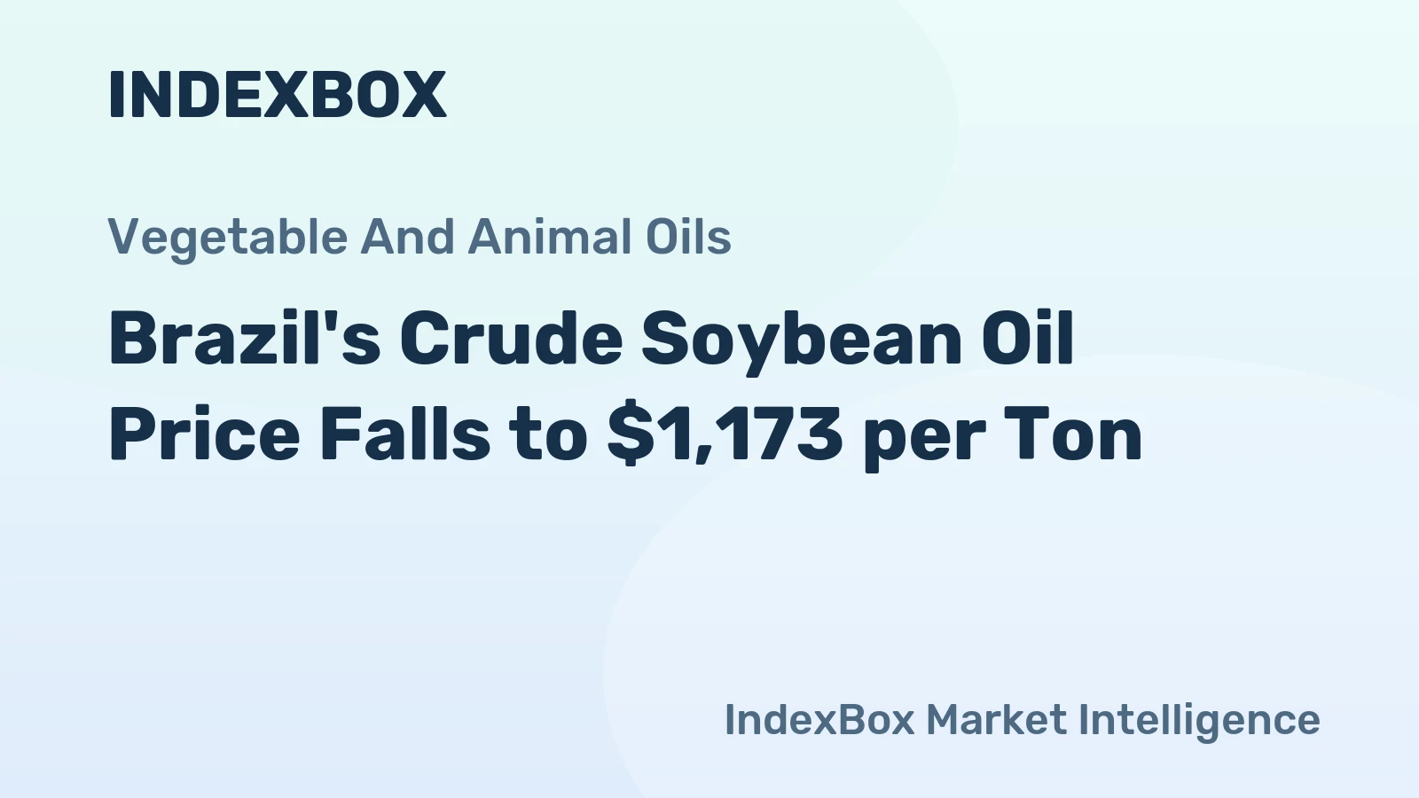 Brazil's Crude Soybean Oil Price Falls to $1,173 per Ton