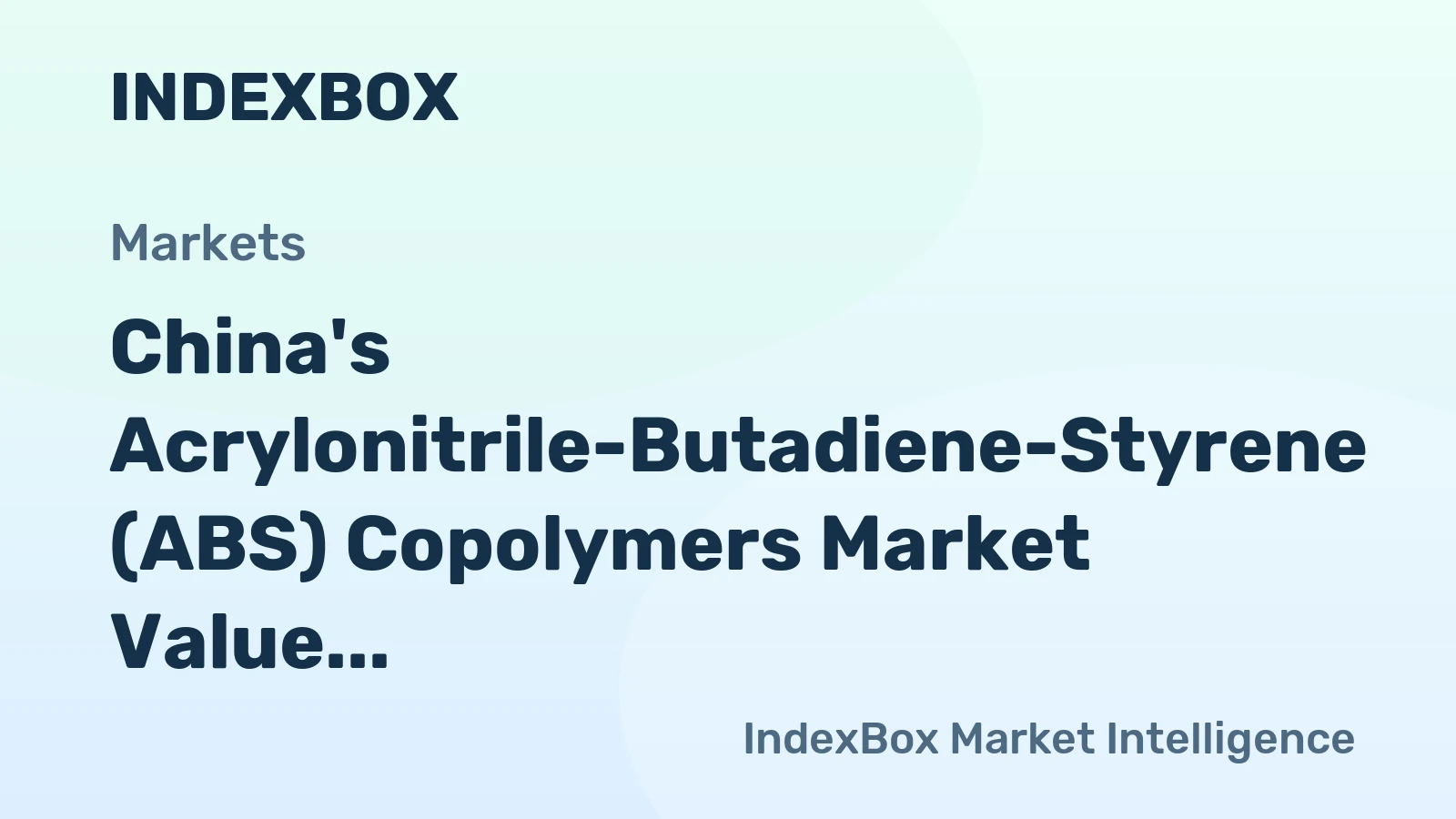 China's Acrylonitrile-Butadiene-Styrene (ABS) Copolymers Market Value Expected to Grow at CAGR of +3.7% Reaching $5.1B by 2035