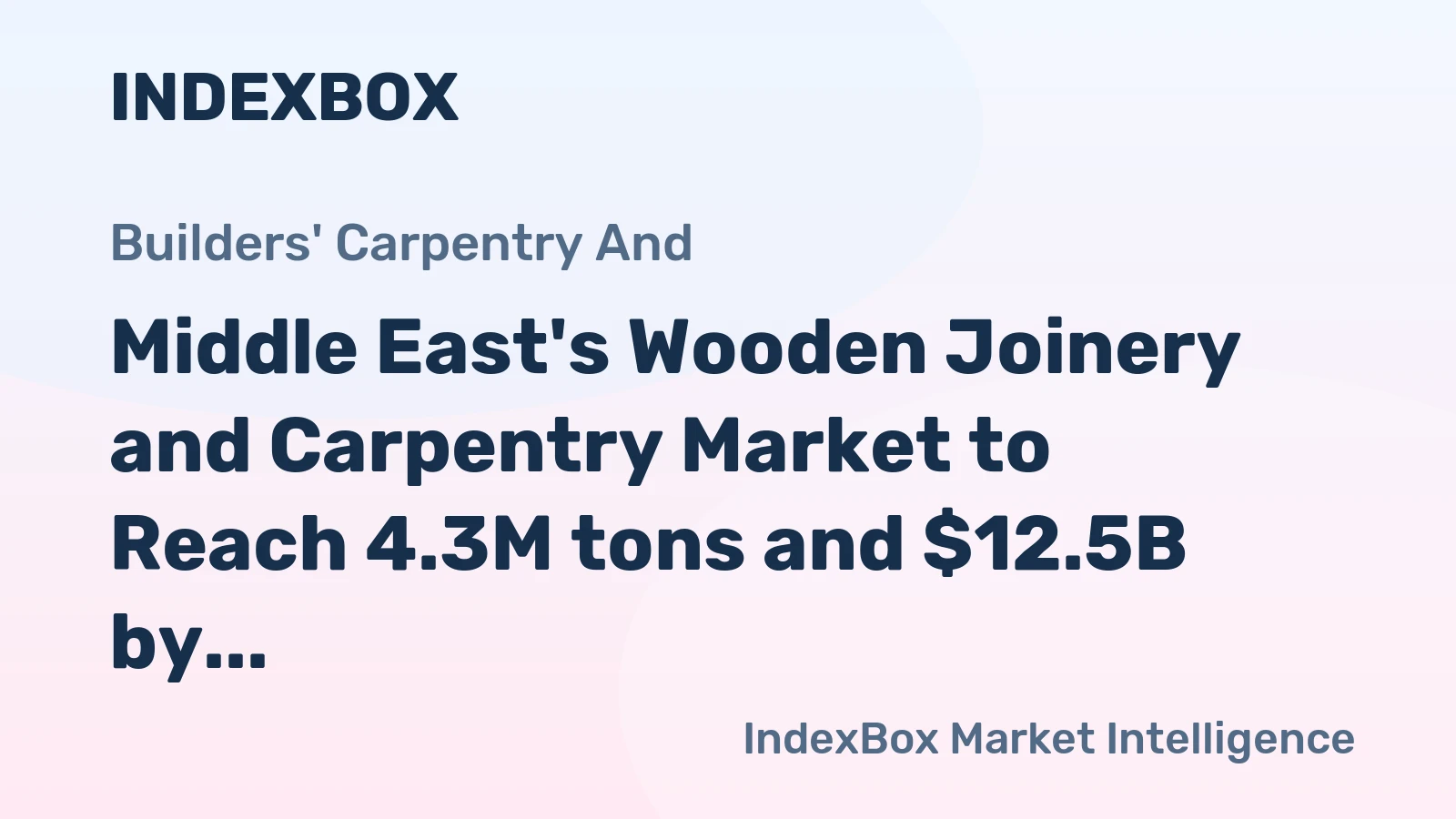 Middle East's Wooden Joinery and Carpentry Market to Reach 4.3M tons and $12.5B by 2035