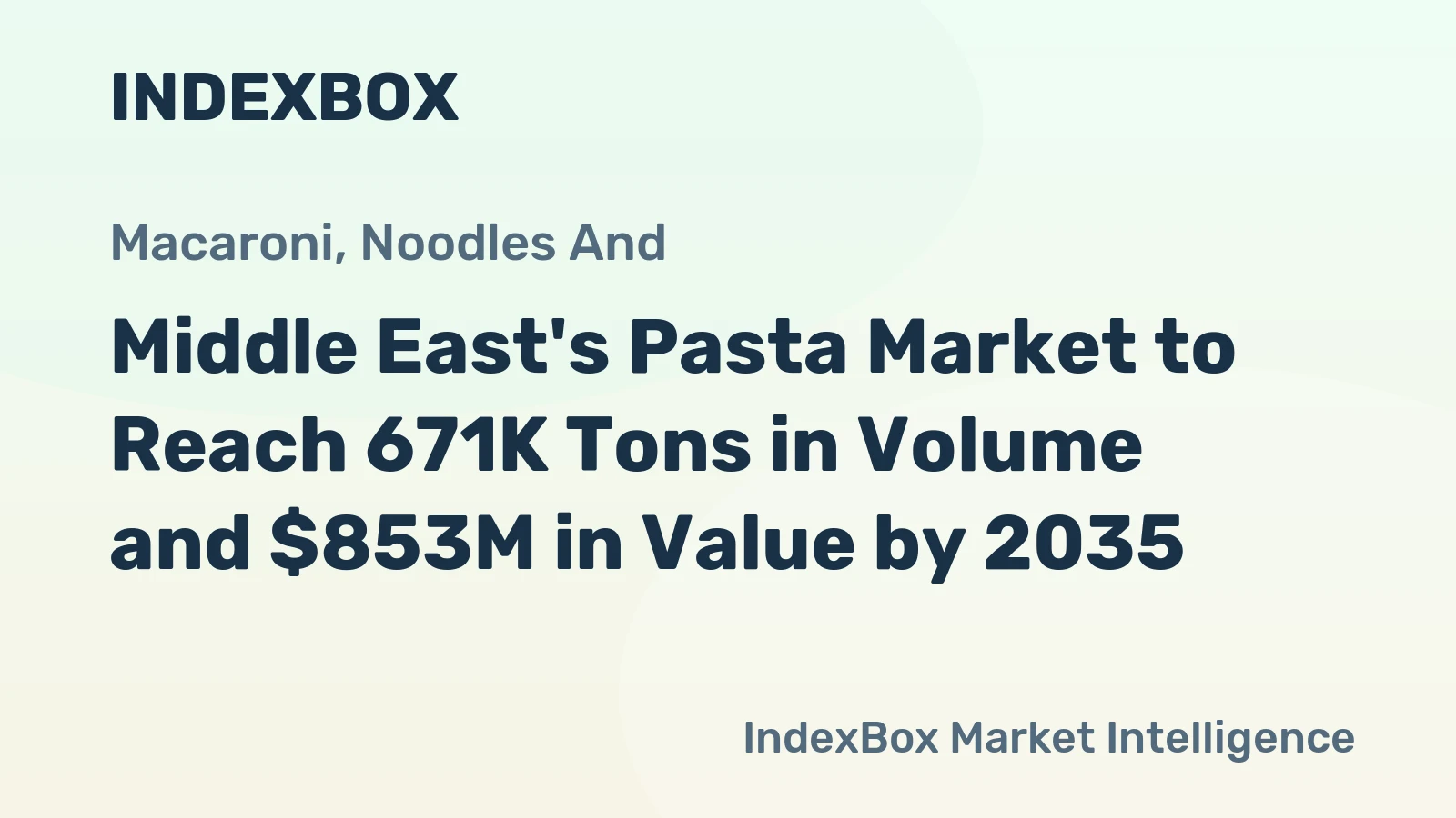 Middle East's Pasta Market to Reach 671K Tons in Volume and $853M in Value by 2035