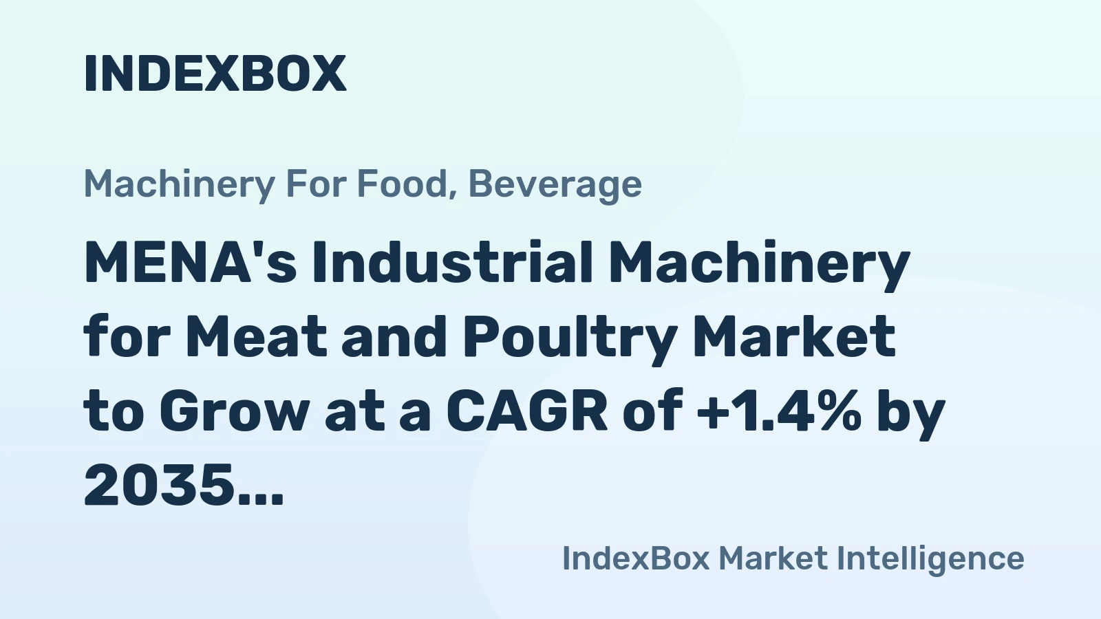 MENA's Industrial Machinery for Meat and Poultry Market to Grow at a CAGR of +1.4% by 2035, Reaching $1.3B