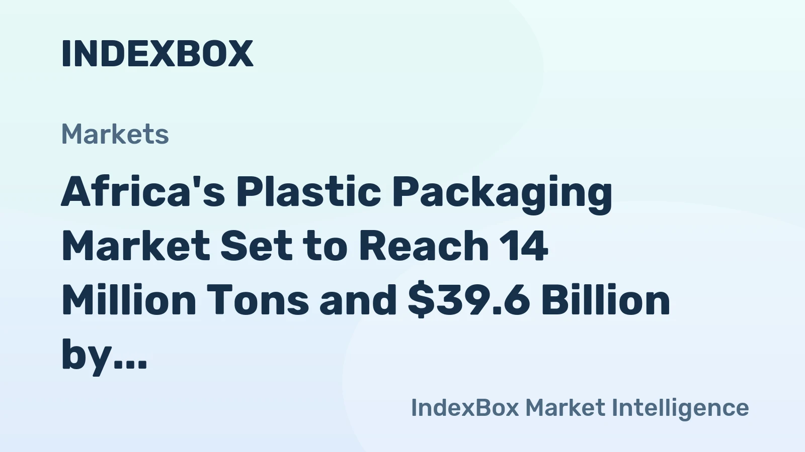 Africa's Plastic Packaging Market Set to Reach 14 Million Tons and $39.6 Billion by 2035