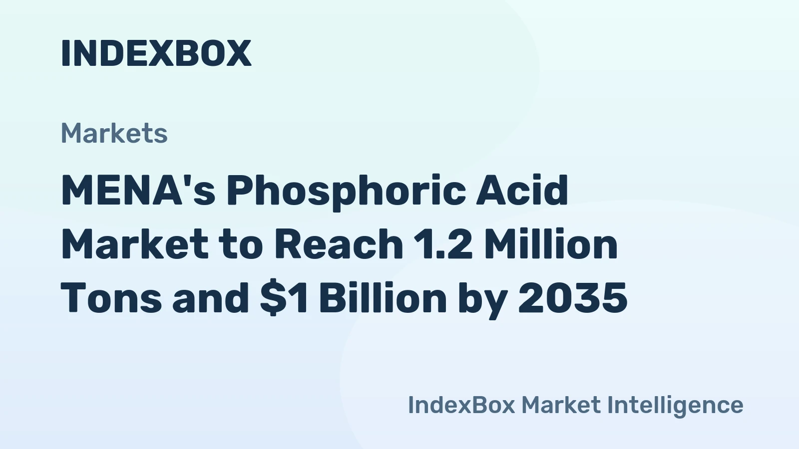 MENA's Phosphoric Acid Market to Reach 1.2 Million Tons and $1 Billion by 2035
