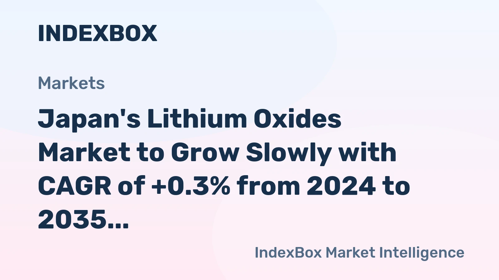 Japan's Lithium Oxides Market to Grow Slowly with CAGR of +0.3% from 2024 to 2035