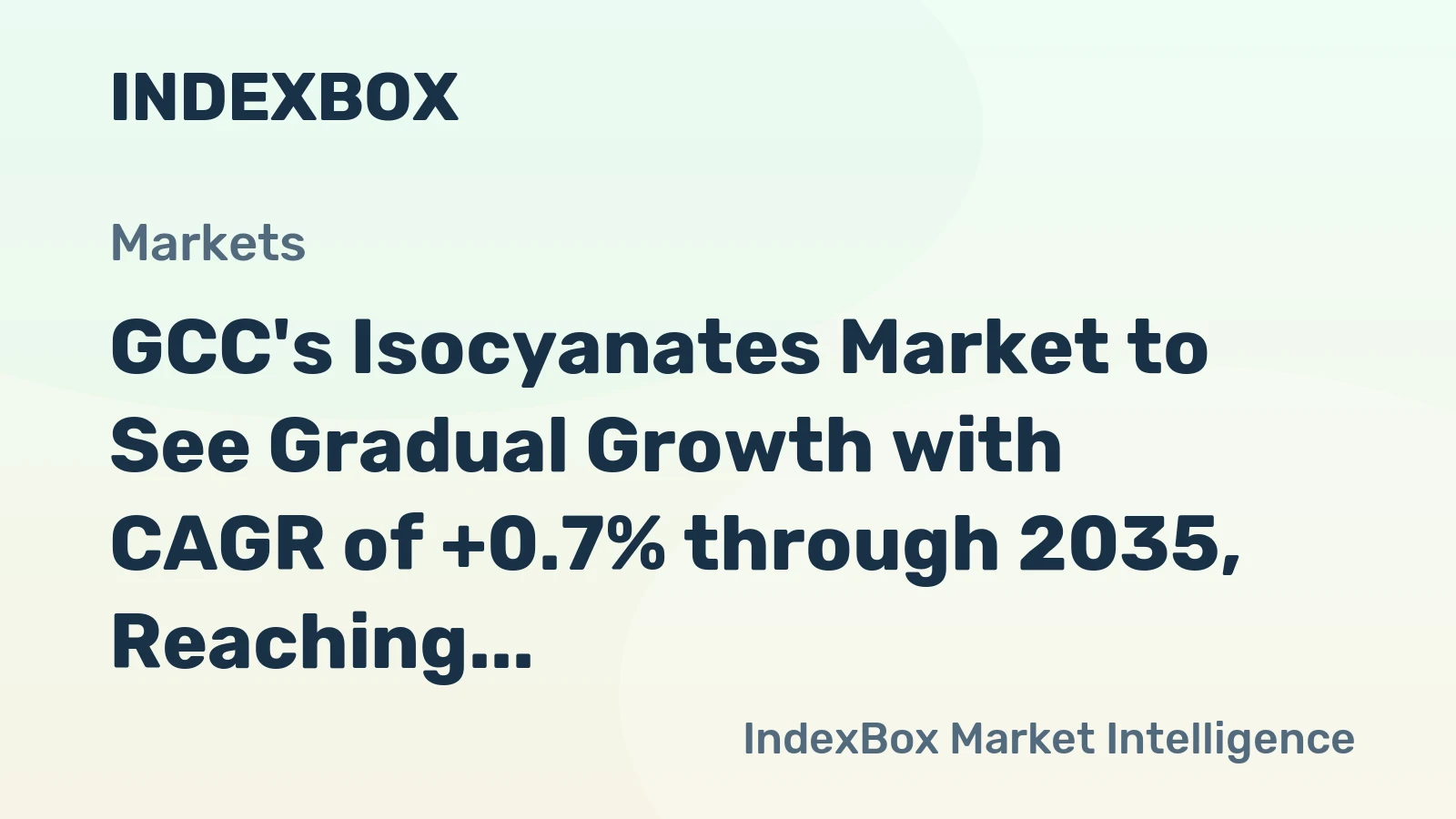 GCC's Isocyanates Market to See Gradual Growth with CAGR of +0.7% through 2035, Reaching $620M in Value