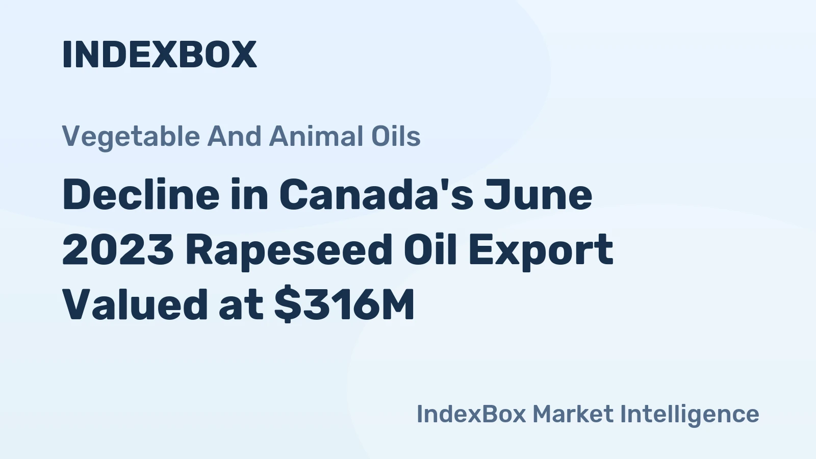 Decline in Canada's June 2023 Rapeseed Oil Export Valued at $316M
