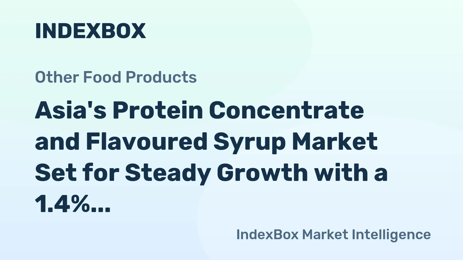 Asia's Protein Concentrate and Flavoured Syrup Market Set for Steady Growth with a 1.4% CAGR