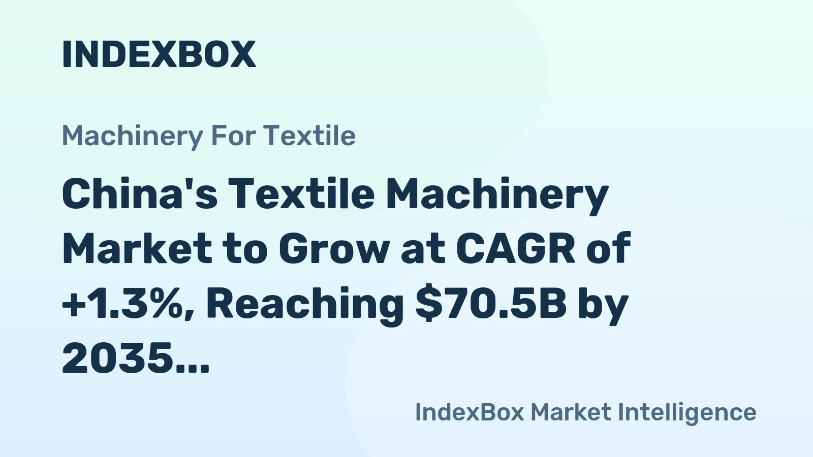 China's Textile Machinery Market to Grow at CAGR of +1.3%, Reaching $70.5B by 2035