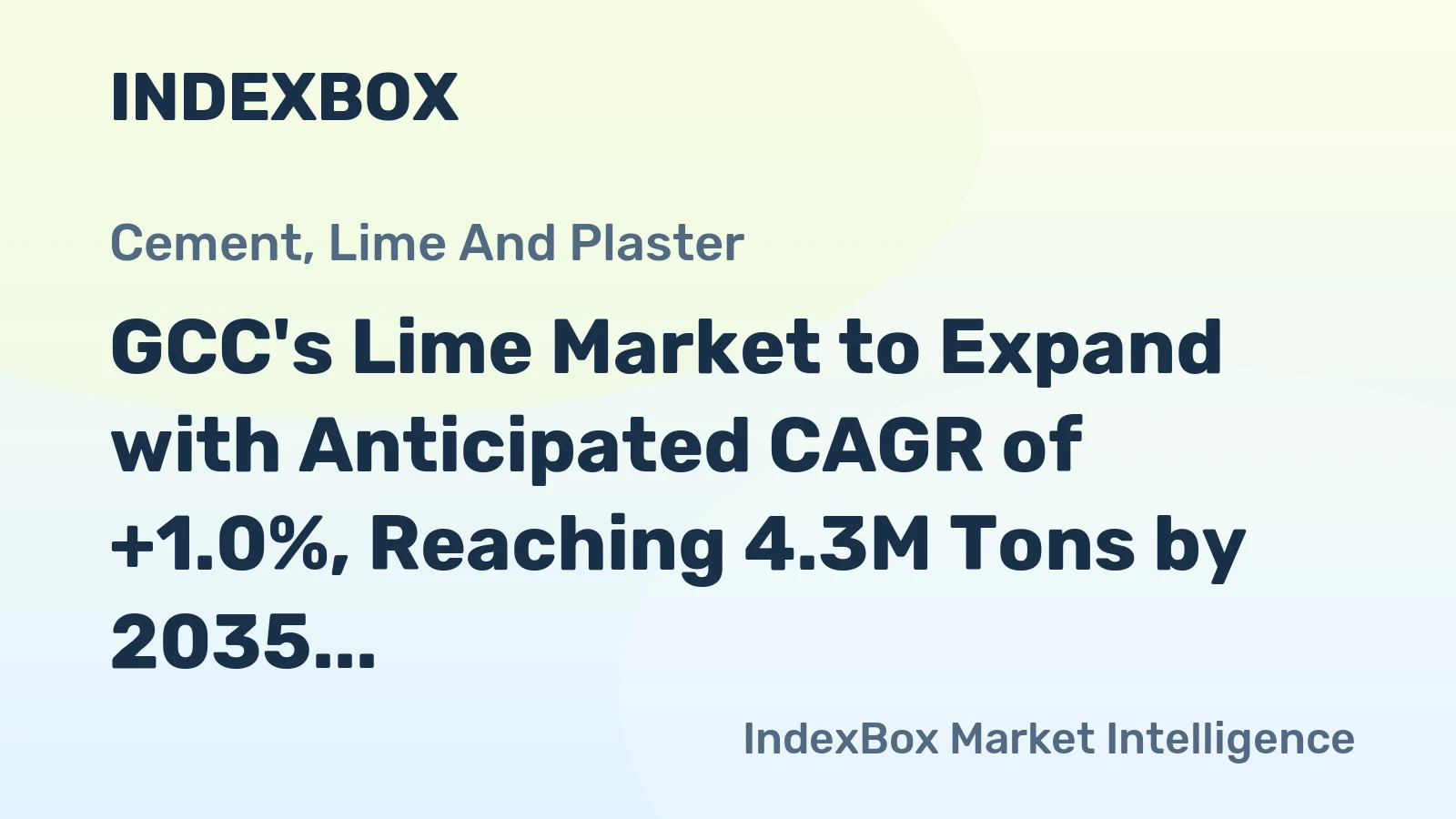 GCC's Lime Market to Expand with Anticipated CAGR of +1.0%, Reaching 4.3M Tons by 2035