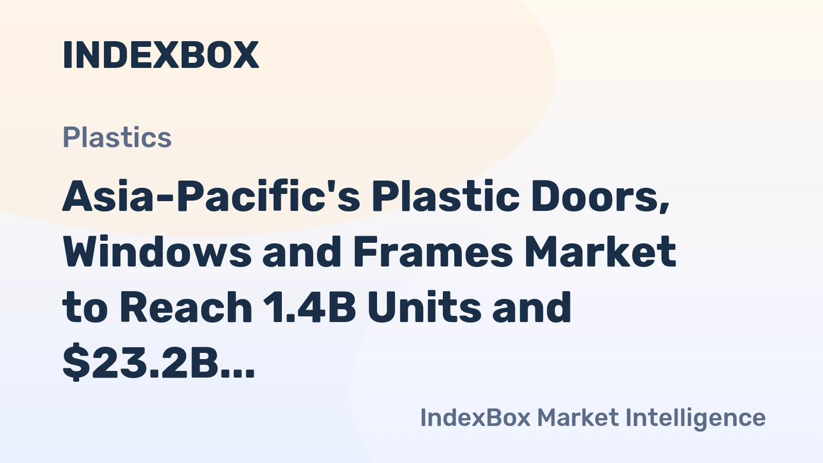 Asia-Pacific's Plastic Doors, Windows and Frames Market to Reach 1.4B Units and $23.2B in Value by 2035, with Slow but Steady Growth