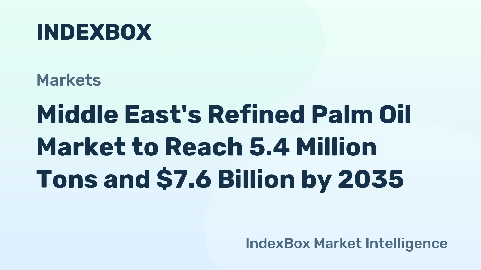 Middle East's Refined Palm Oil Market to Reach 5.4 Million Tons and $7.6 Billion by 2035