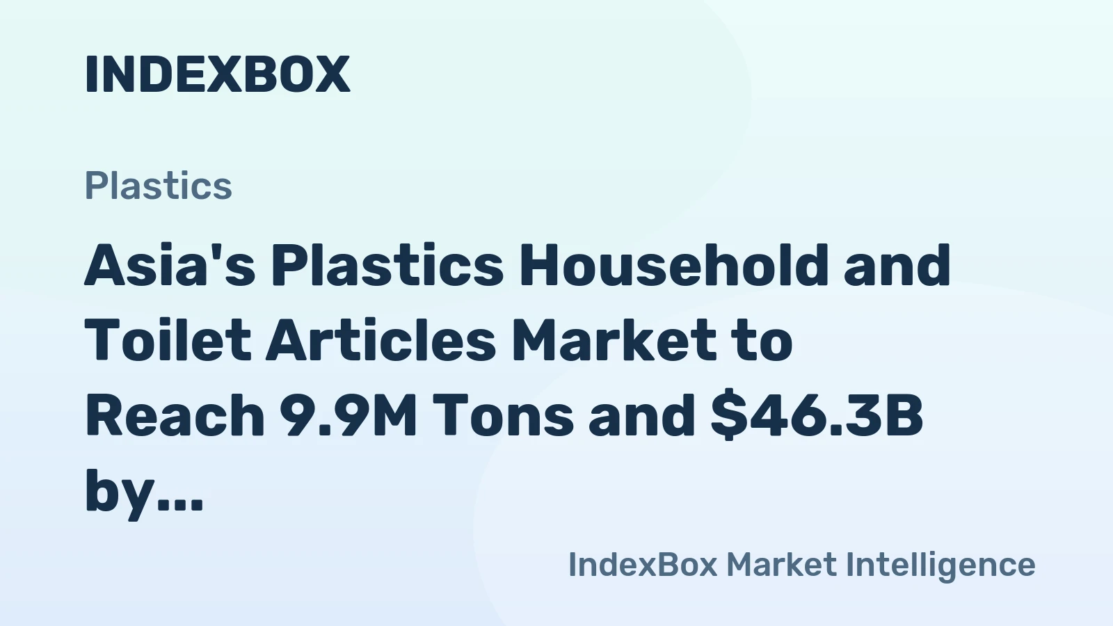 Asia's Plastics Household and Toilet Articles Market to Reach 9.9M Tons and $46.3B by 2035