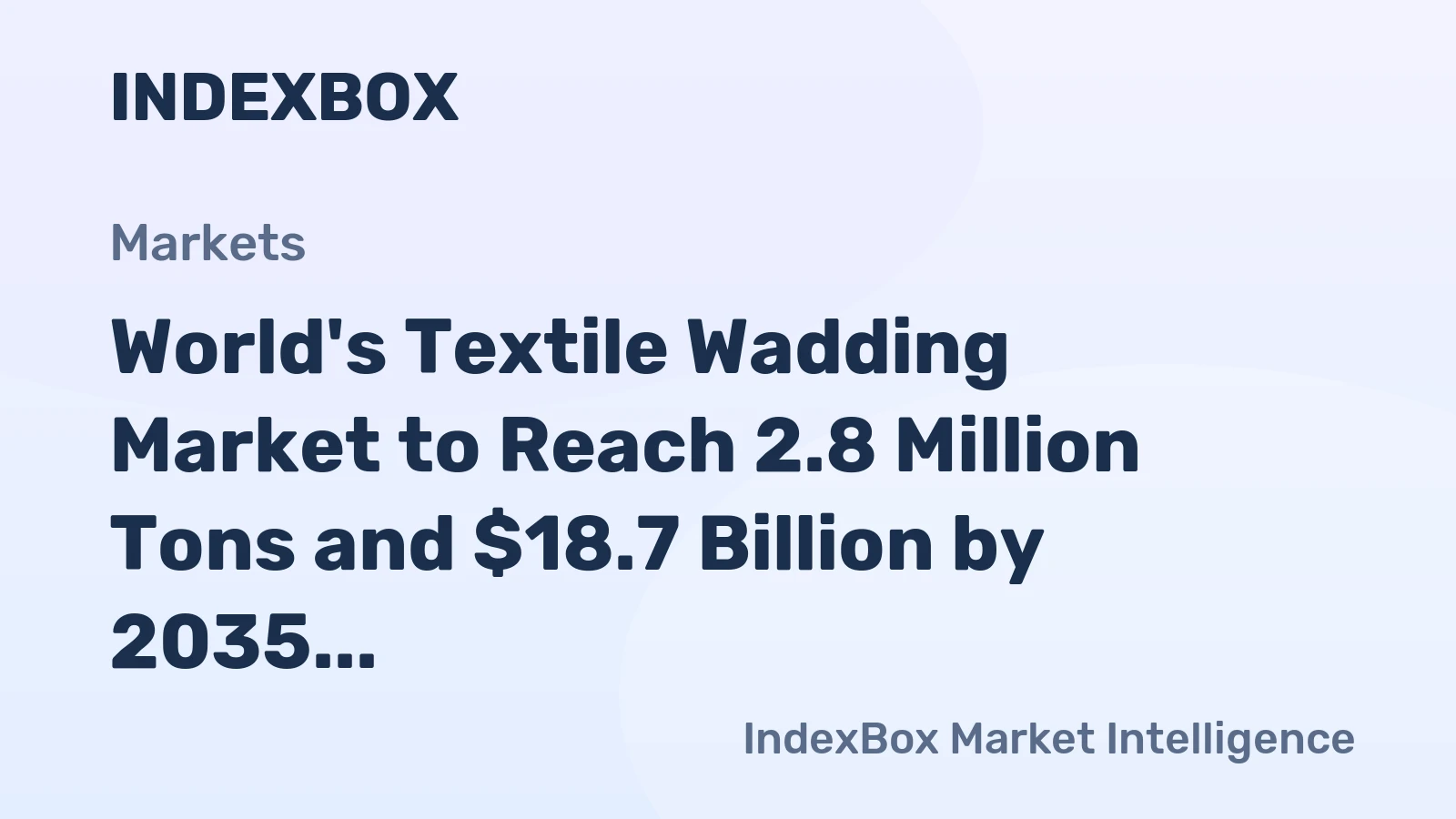 World's Textile Wadding Market to Reach 2.8 Million Tons and $18.7 Billion by 2035